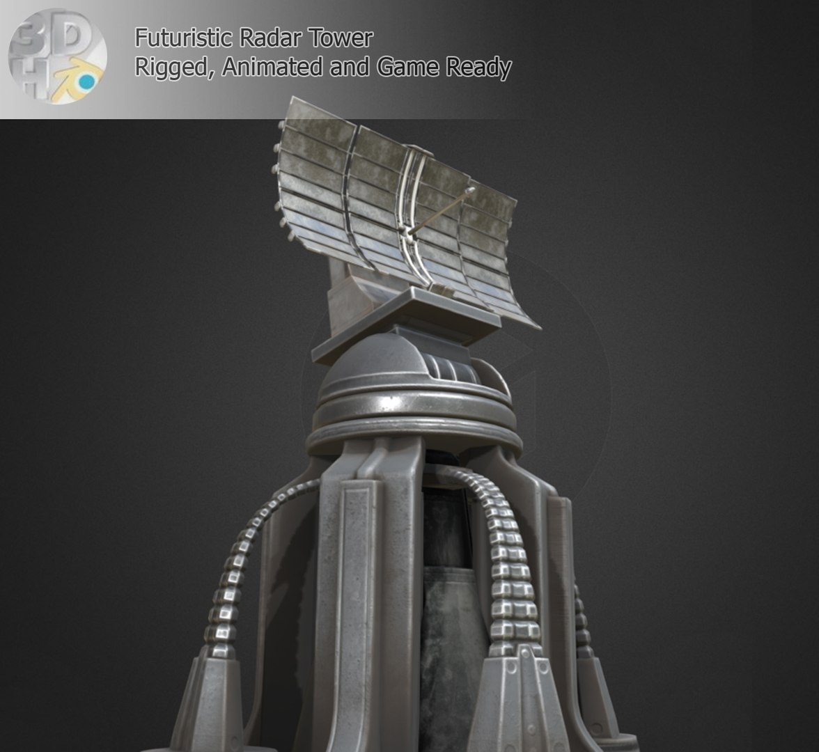 3d model futuristic radar tower