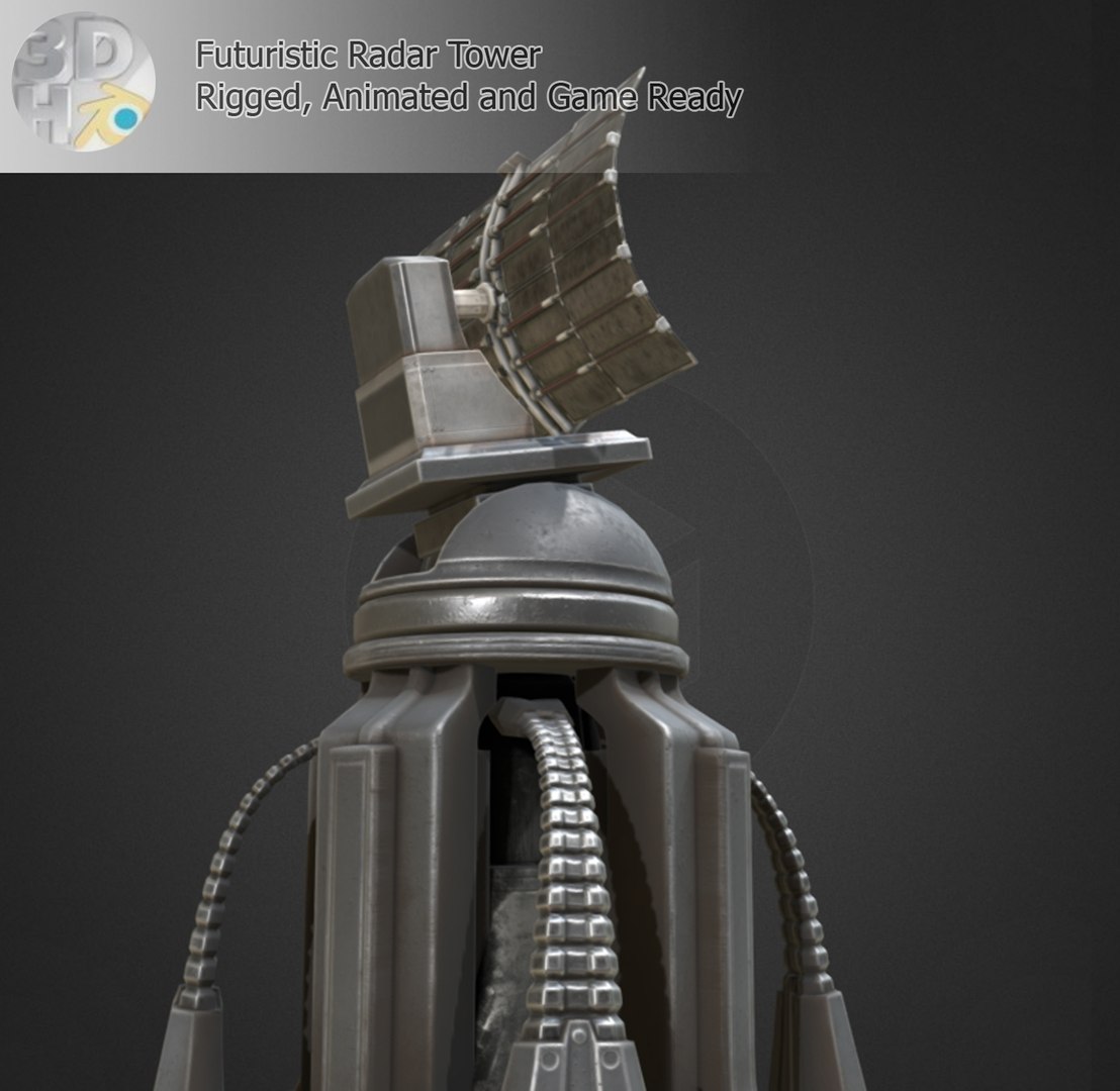 3d model futuristic radar tower