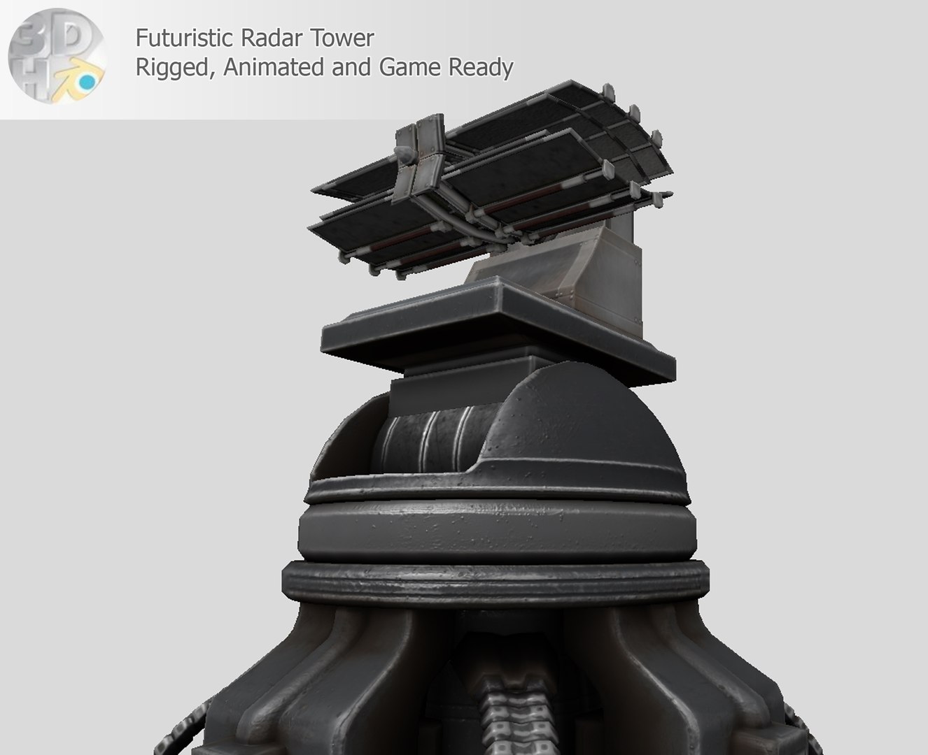 3d model futuristic radar tower