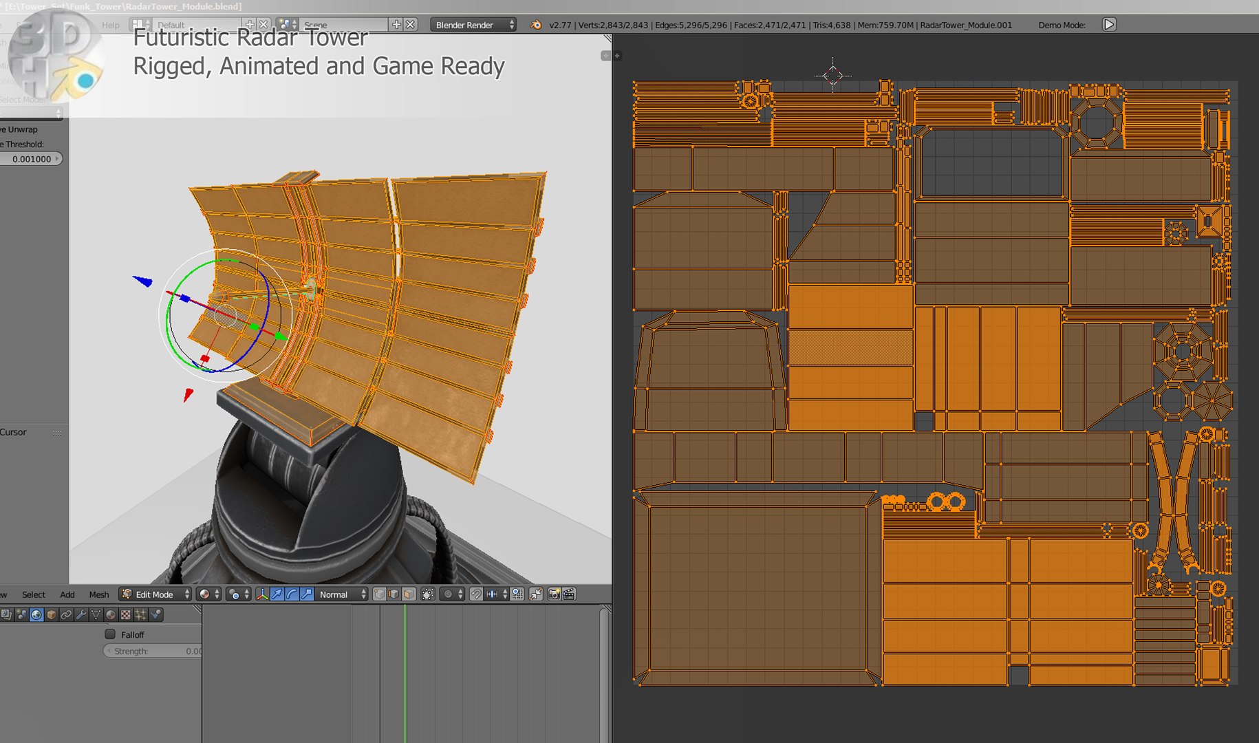 3d model futuristic radar tower