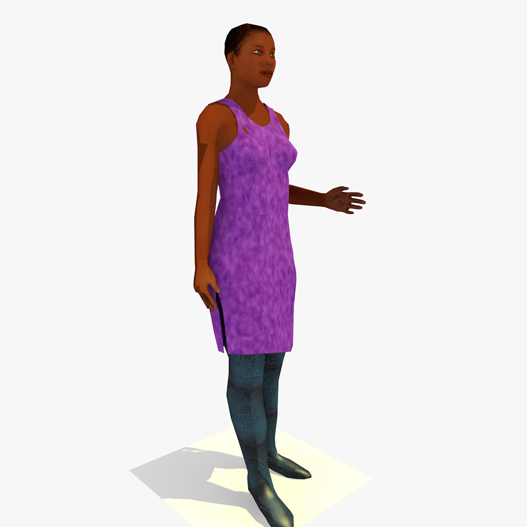 realistically standing african female body 3d model