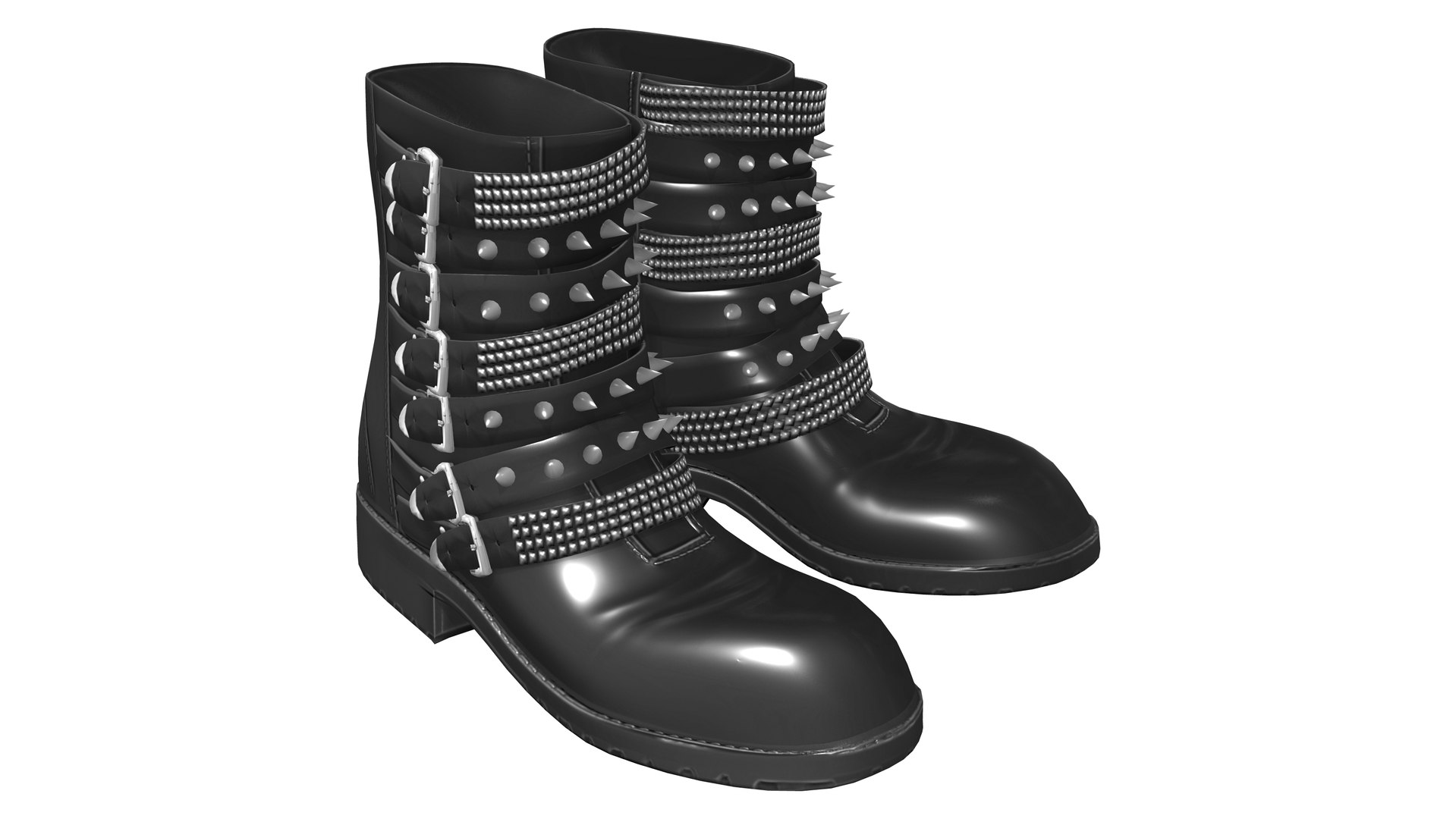 Leather Buckle Boots 3D Model - TurboSquid 1865108