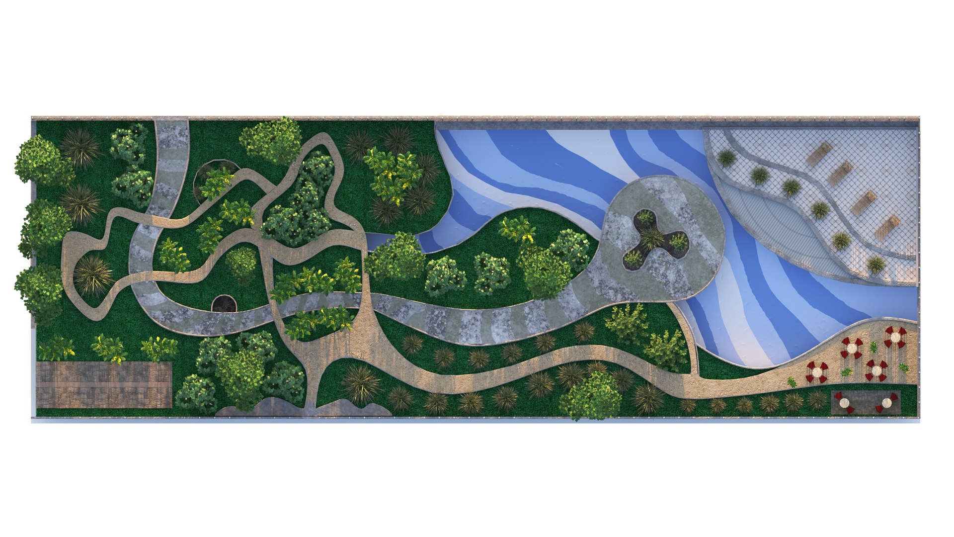 3D Customizable Rectangular Park Garden 3D Model Model - TurboSquid 2182378