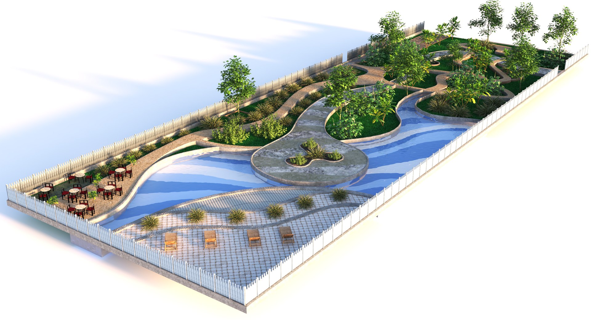3D Customizable Rectangular Park Garden 3D Model Model - TurboSquid 2182378