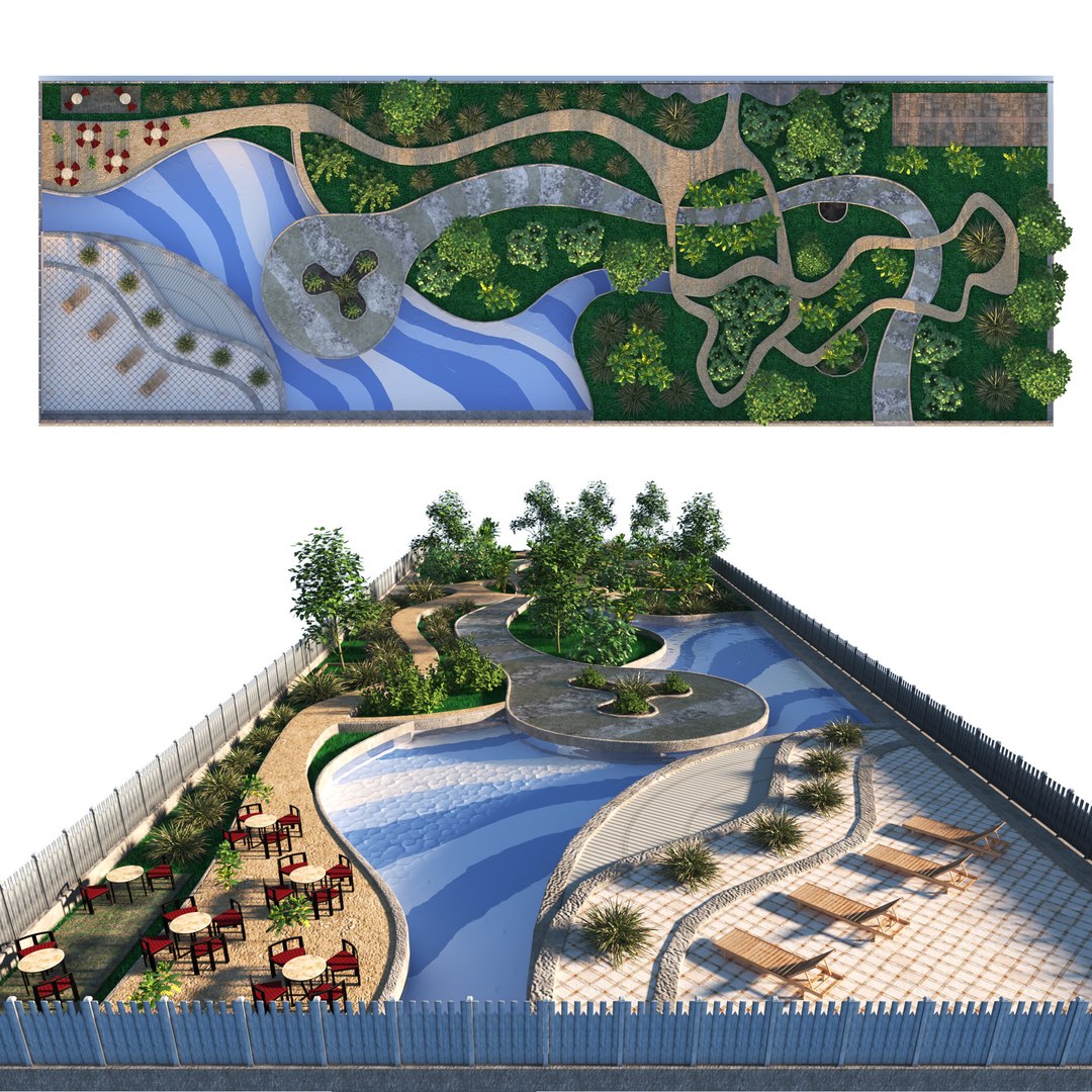 3D Customizable Rectangular Park Garden 3D Model Model - TurboSquid 2182378