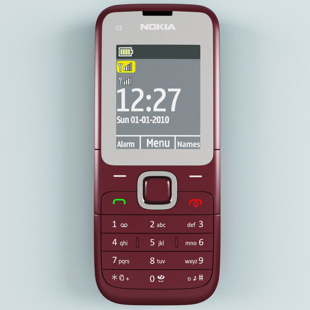 nokia c2 00 red 3d model