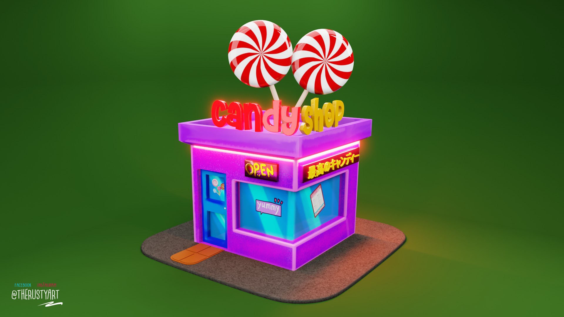 3D Candy Shop Hand Painted Blender Low Poly Model - TurboSquid 1845418