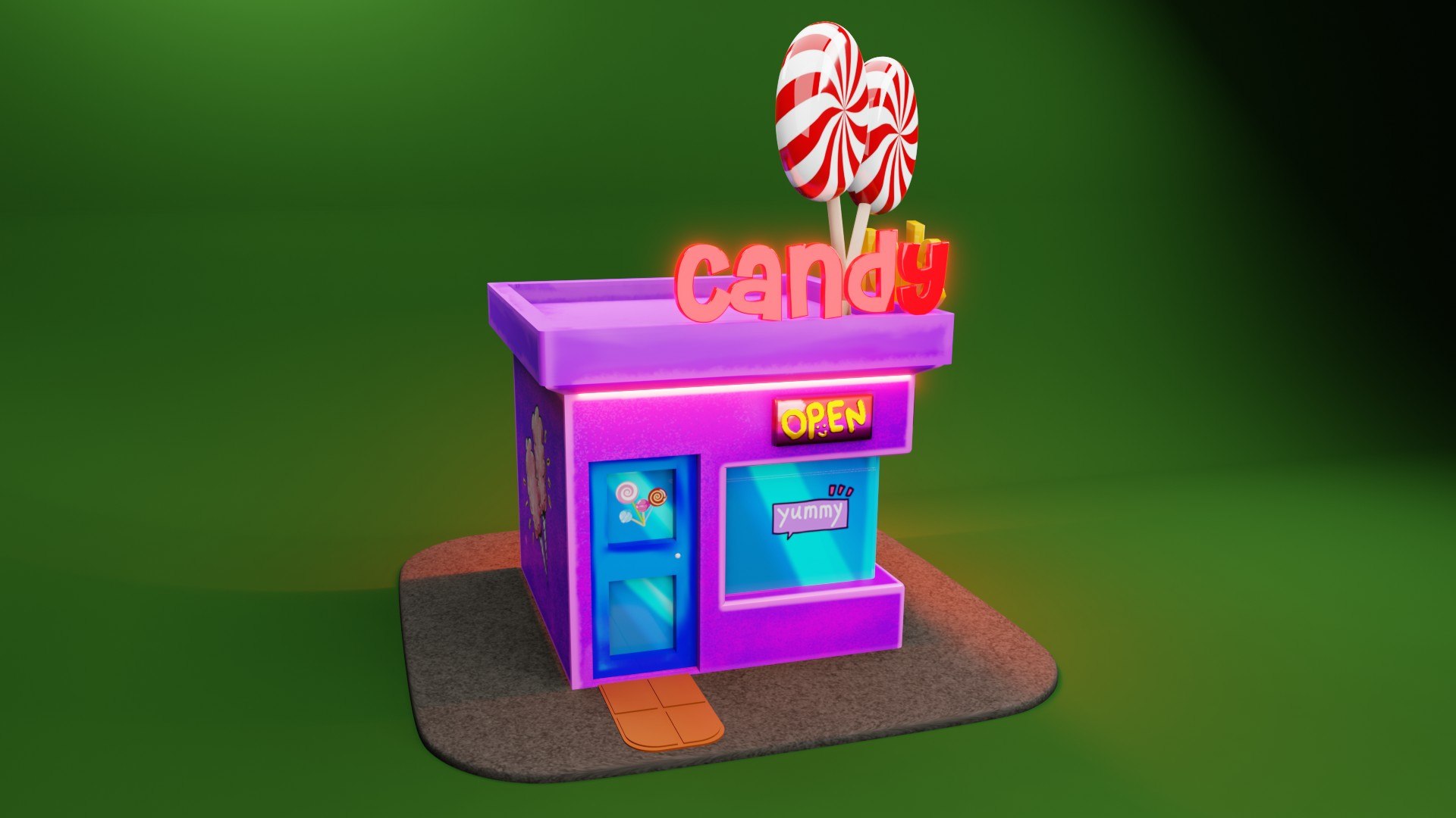 3D Candy Shop Hand Painted Blender Low Poly Model - TurboSquid 1845418