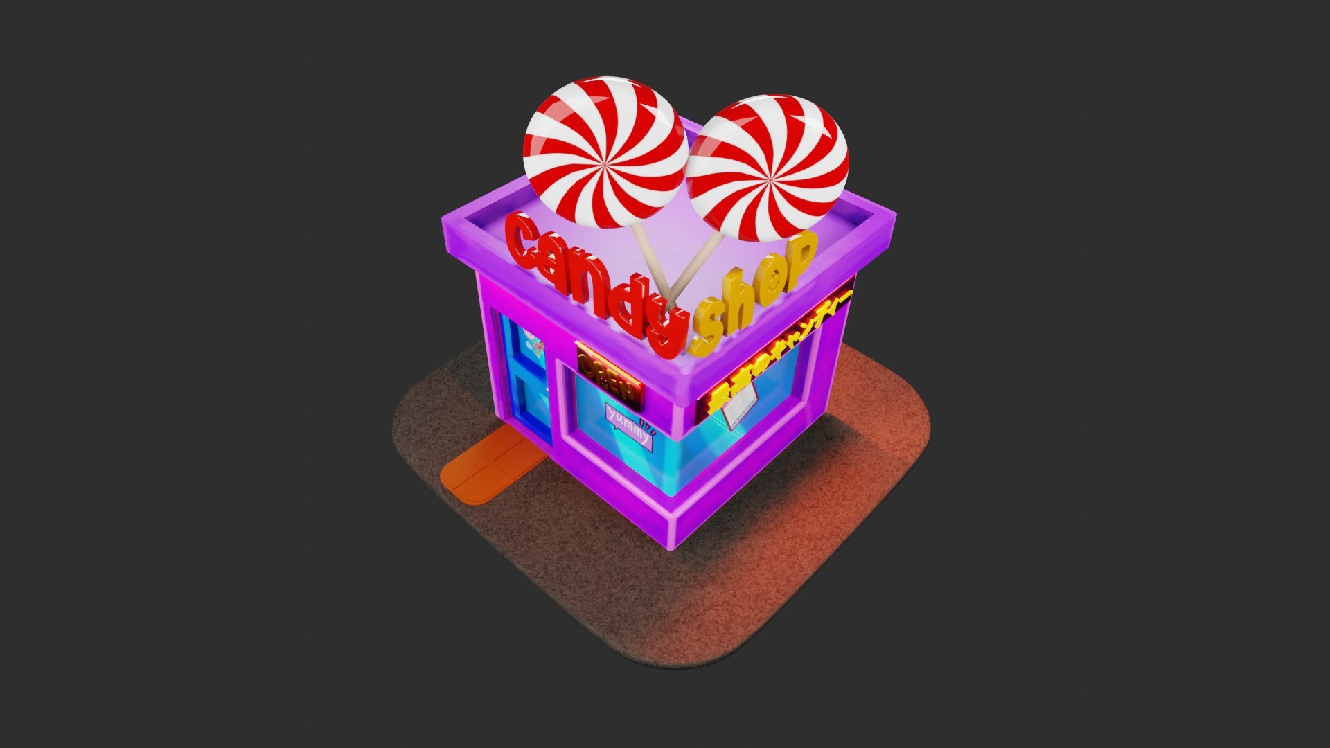 3D Candy Shop Hand Painted Blender Low Poly Model - TurboSquid 1845418