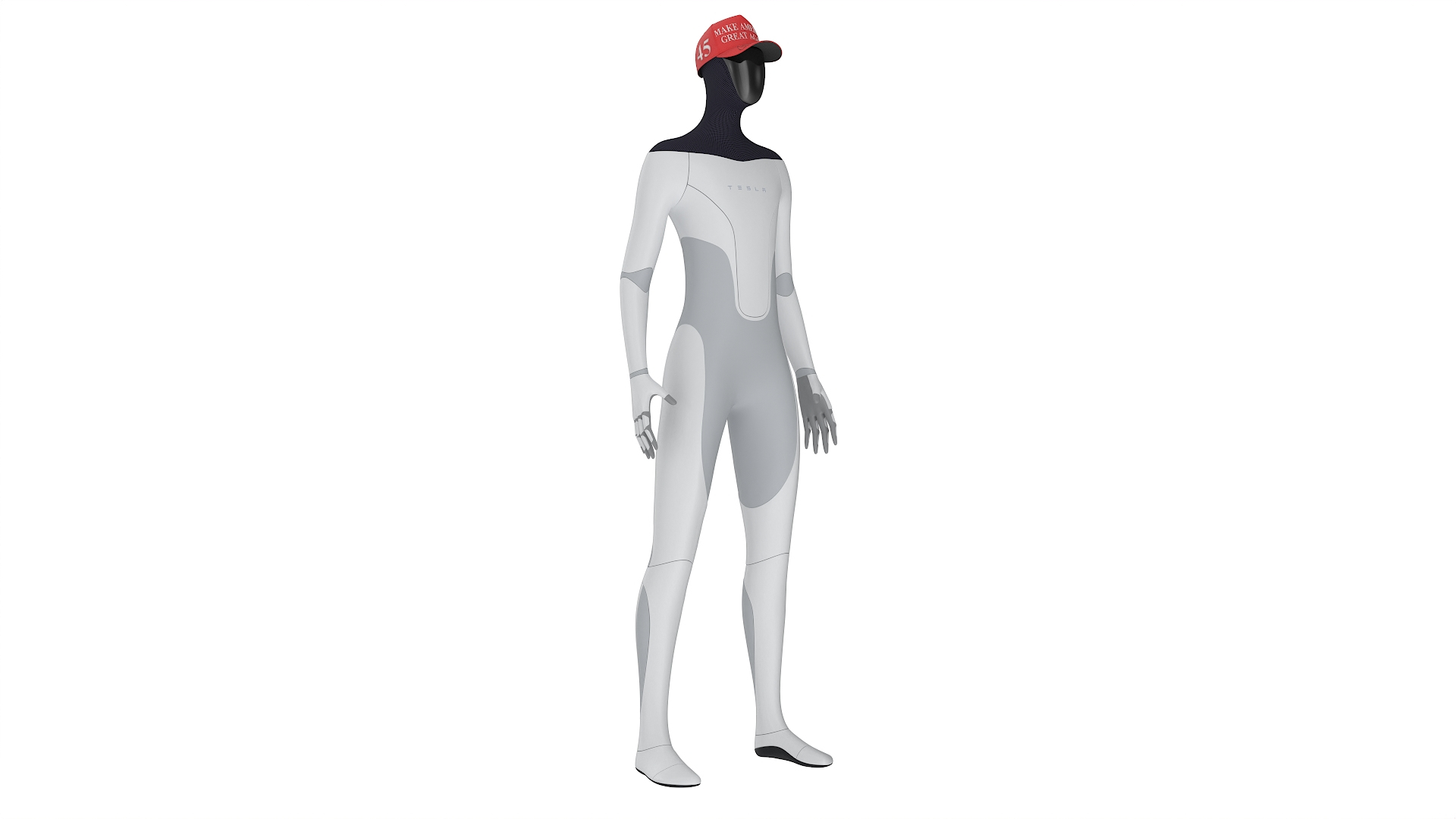 3D Model Tesla Bot In Trump Cap Rigged For Cinema 4D - TurboSquid 2341246
