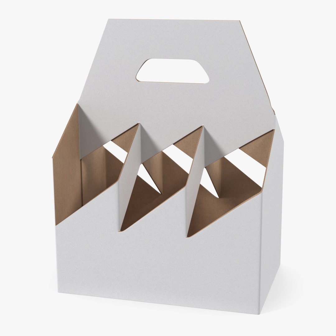 Six Pack Bottle White Cardboard Carrier Box Empty model - TurboSquid ...