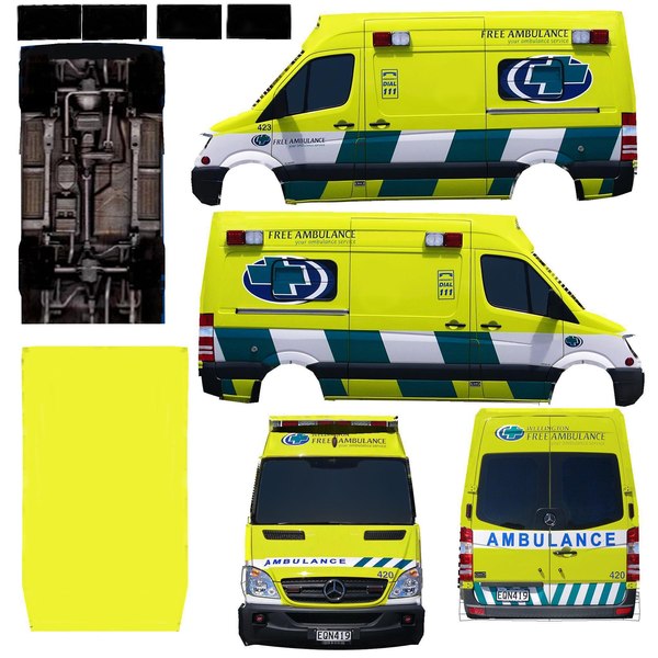 3D FBX Ambulance low poly
