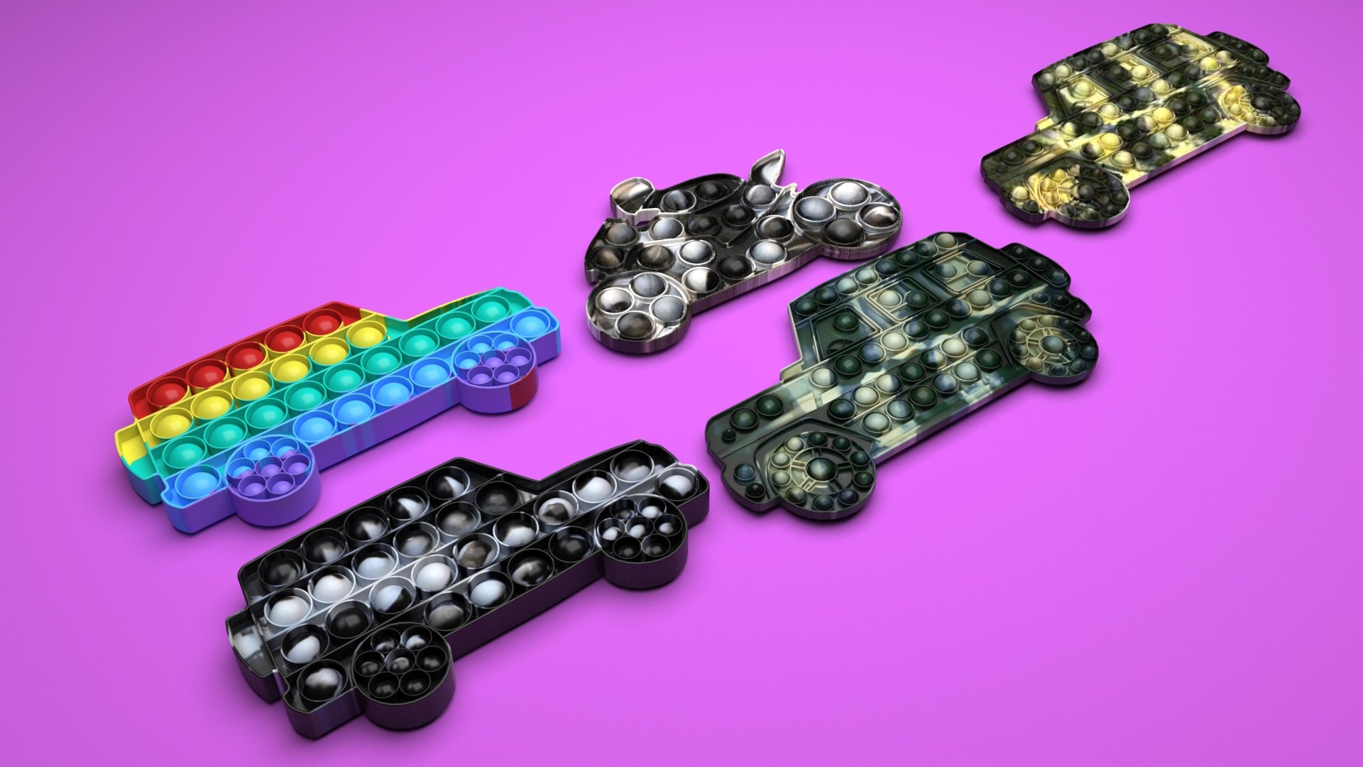 3D model Transportations Pop It Fidget Toys Set - TurboSquid 1812416