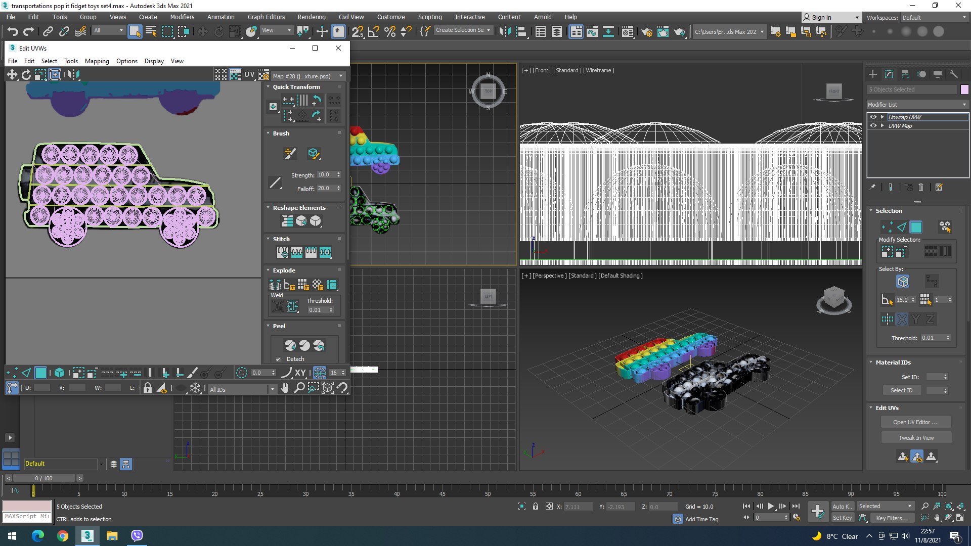 3D model Transportations Pop It Fidget Toys Set - TurboSquid 1812416