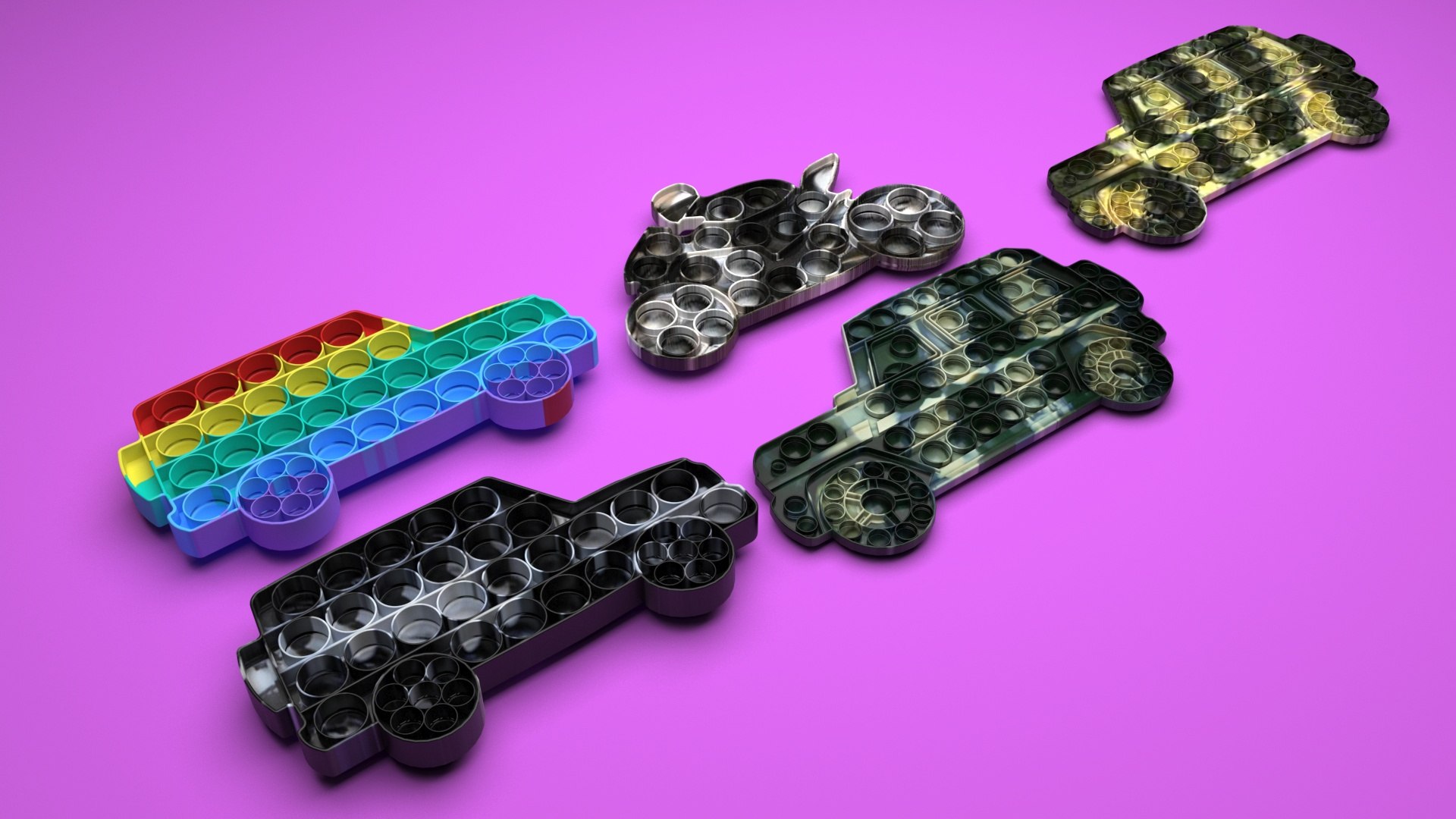 3D model Transportations Pop It Fidget Toys Set - TurboSquid 1812416