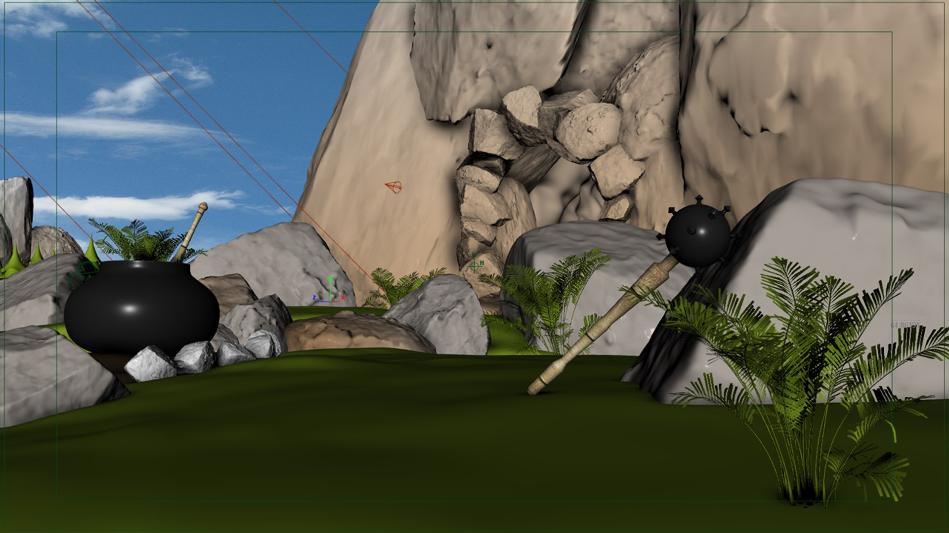 3d Model Cartoon Cave Environment