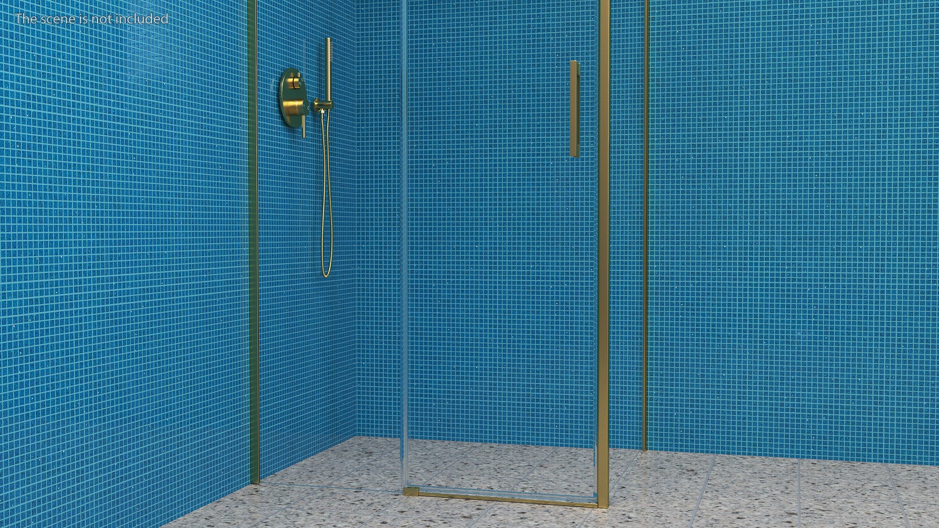 Rectangle Shower Stall With Sliding Door Gold 3D - TurboSquid 2071344