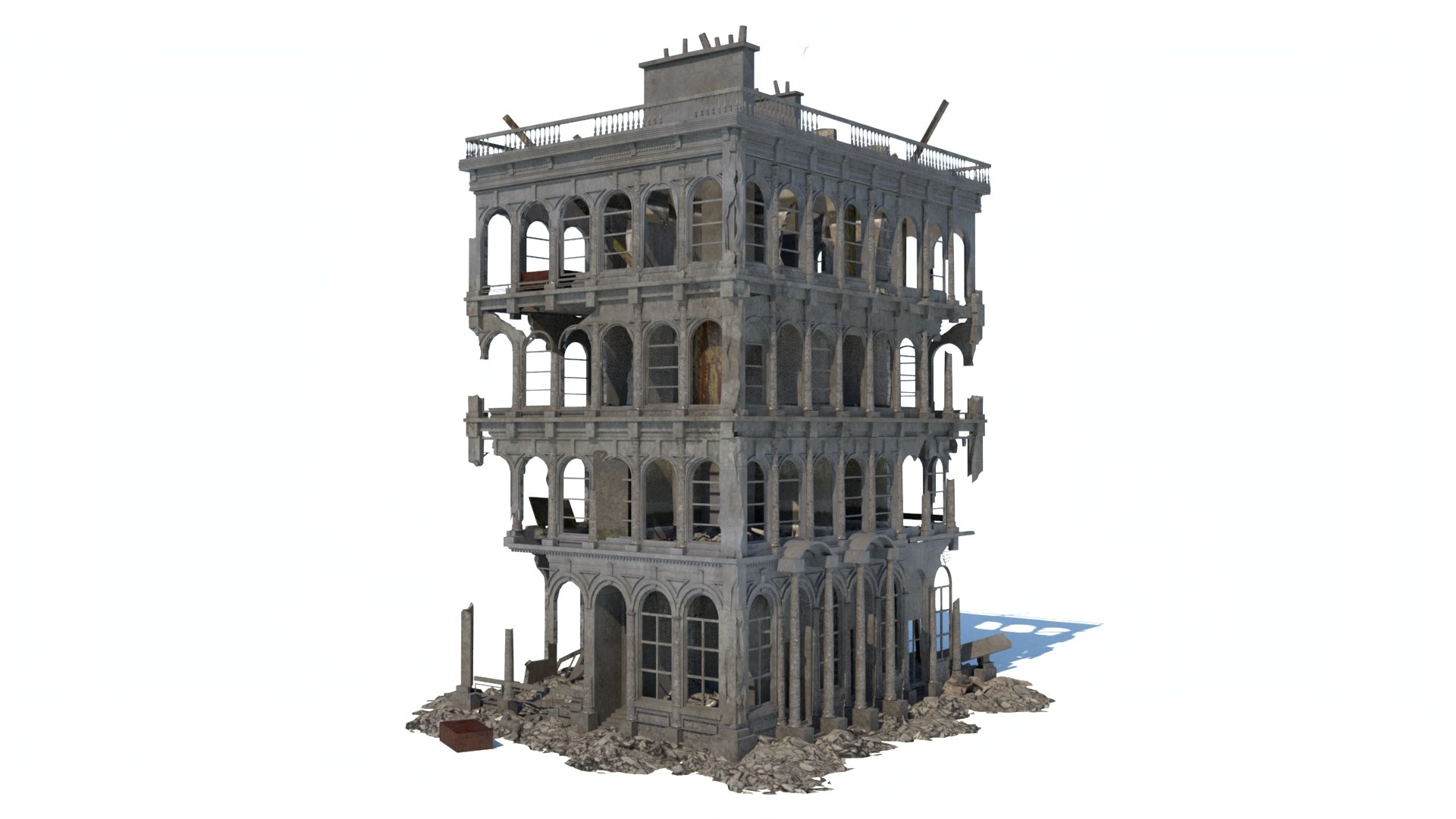 3D Detailed Ruined Building A14 Model - TurboSquid 1849584