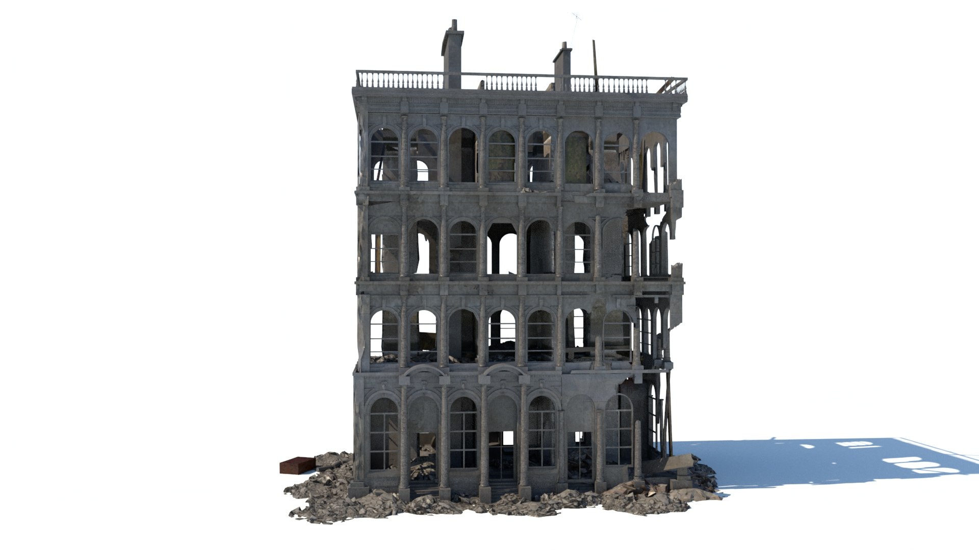 3D Detailed Ruined Building A14 Model - TurboSquid 1849584
