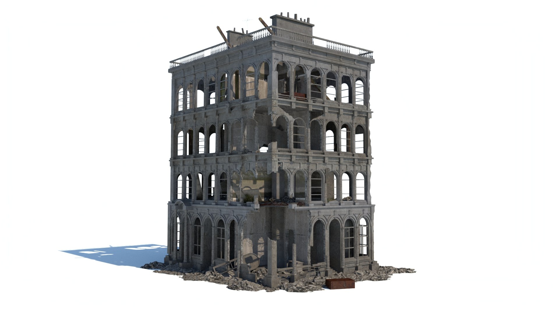 3D Detailed Ruined Building A14 Model - TurboSquid 1849584