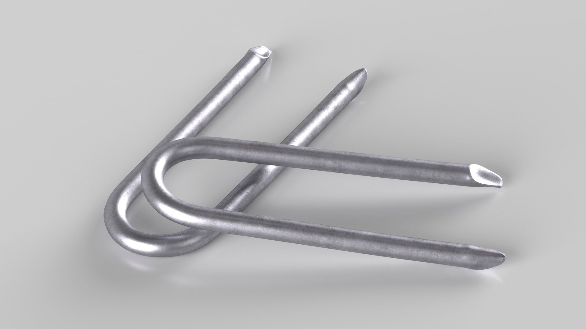 3D Model Flat Head Steel U-type Nail - TurboSquid 2210663