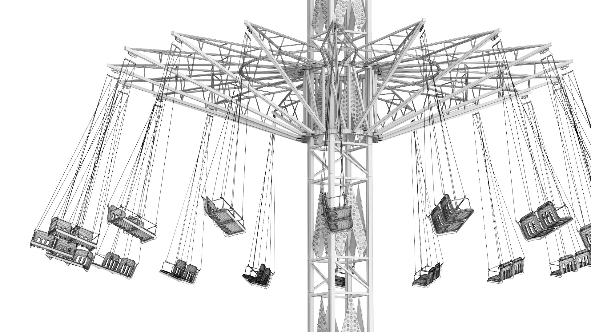 3D Detailed Tall Swing Ride Model - TurboSquid 2351454