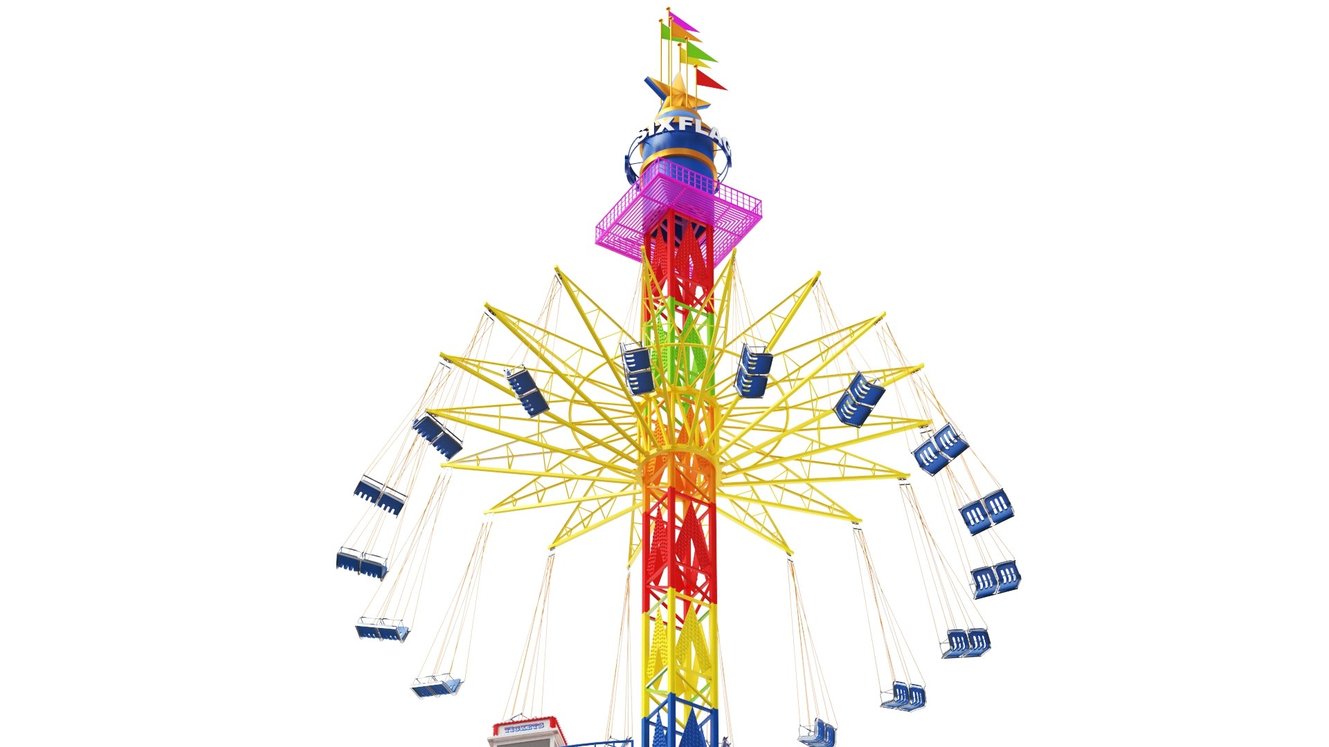 3D Detailed Tall Swing Ride Model - TurboSquid 2351454
