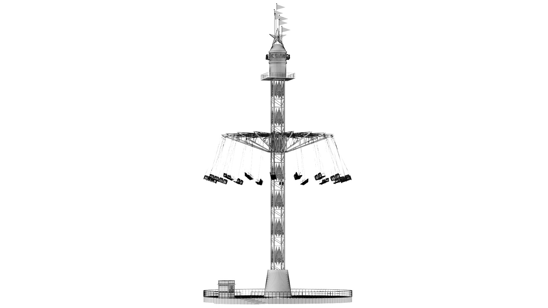 3D Detailed Tall Swing Ride Model - TurboSquid 2351454