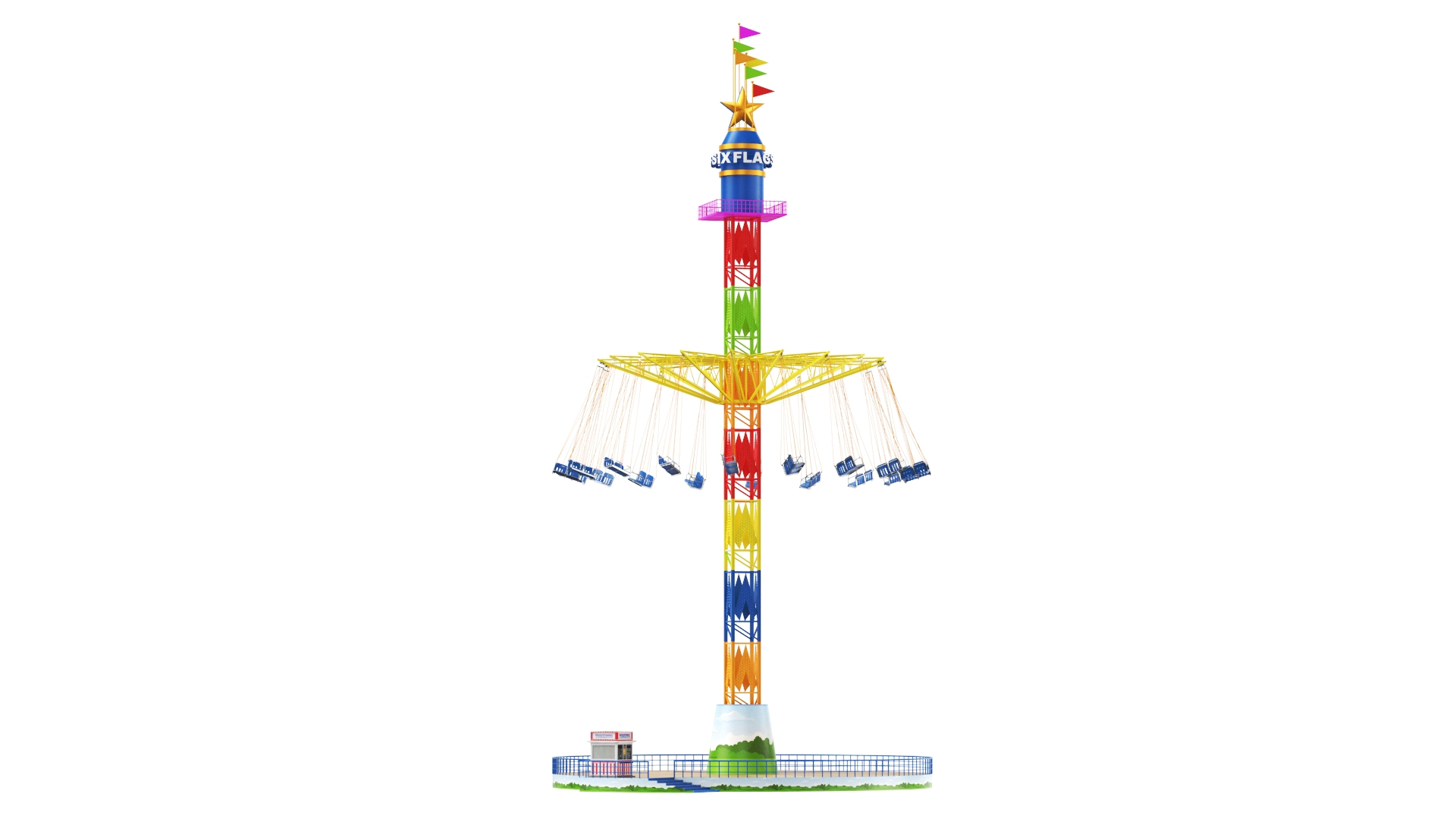 3D Detailed Tall Swing Ride Model - TurboSquid 2351454