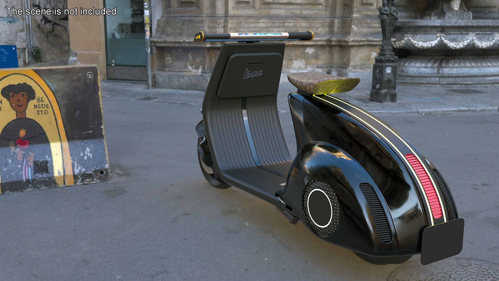 Futuristic Black Electric Scooter Lights On Rigged 3D Model ...