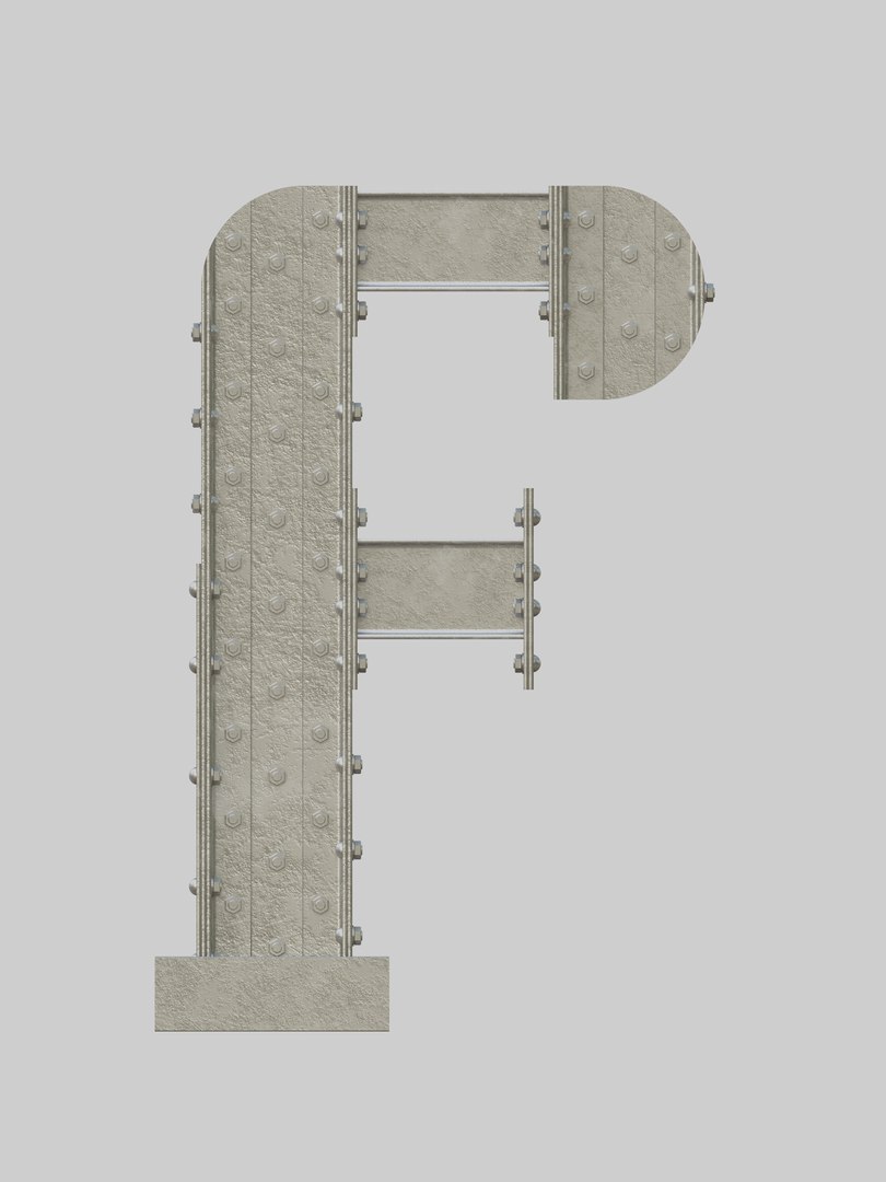 3D Steel Construction Font - Letter F - TurboSquid 1894705