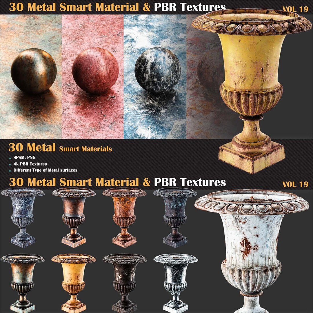 30 Metal Smart Materials PBR Textures - Vol 19 3D Model - TurboSquid ...