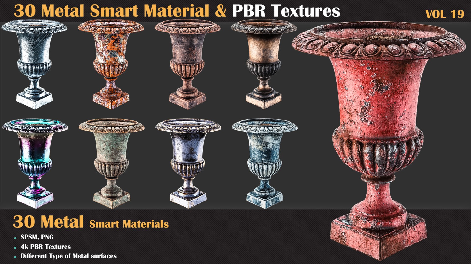 30 Metal Smart Materials PBR Textures - Vol 19 3D Model - TurboSquid 2315781