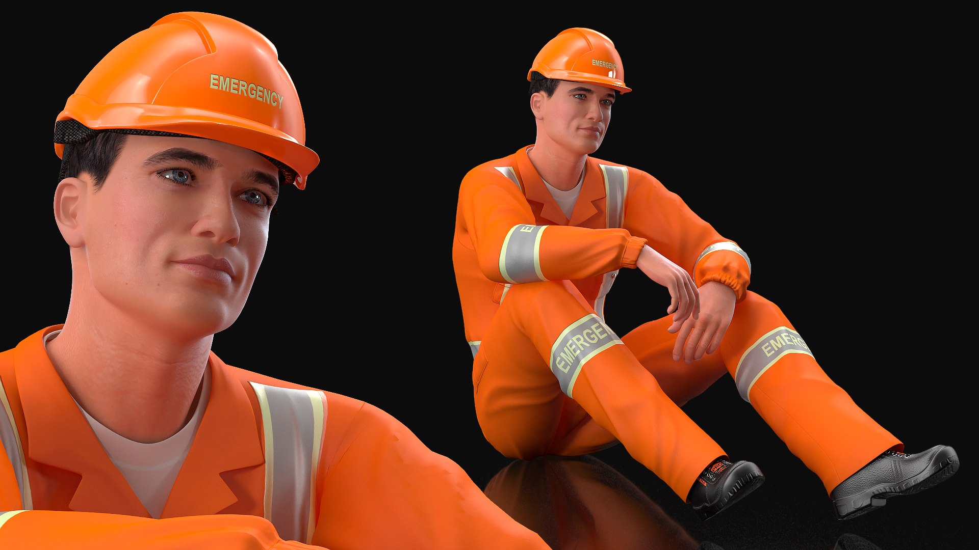 Rescuer sitting pose rescue 3D model - TurboSquid 1603942