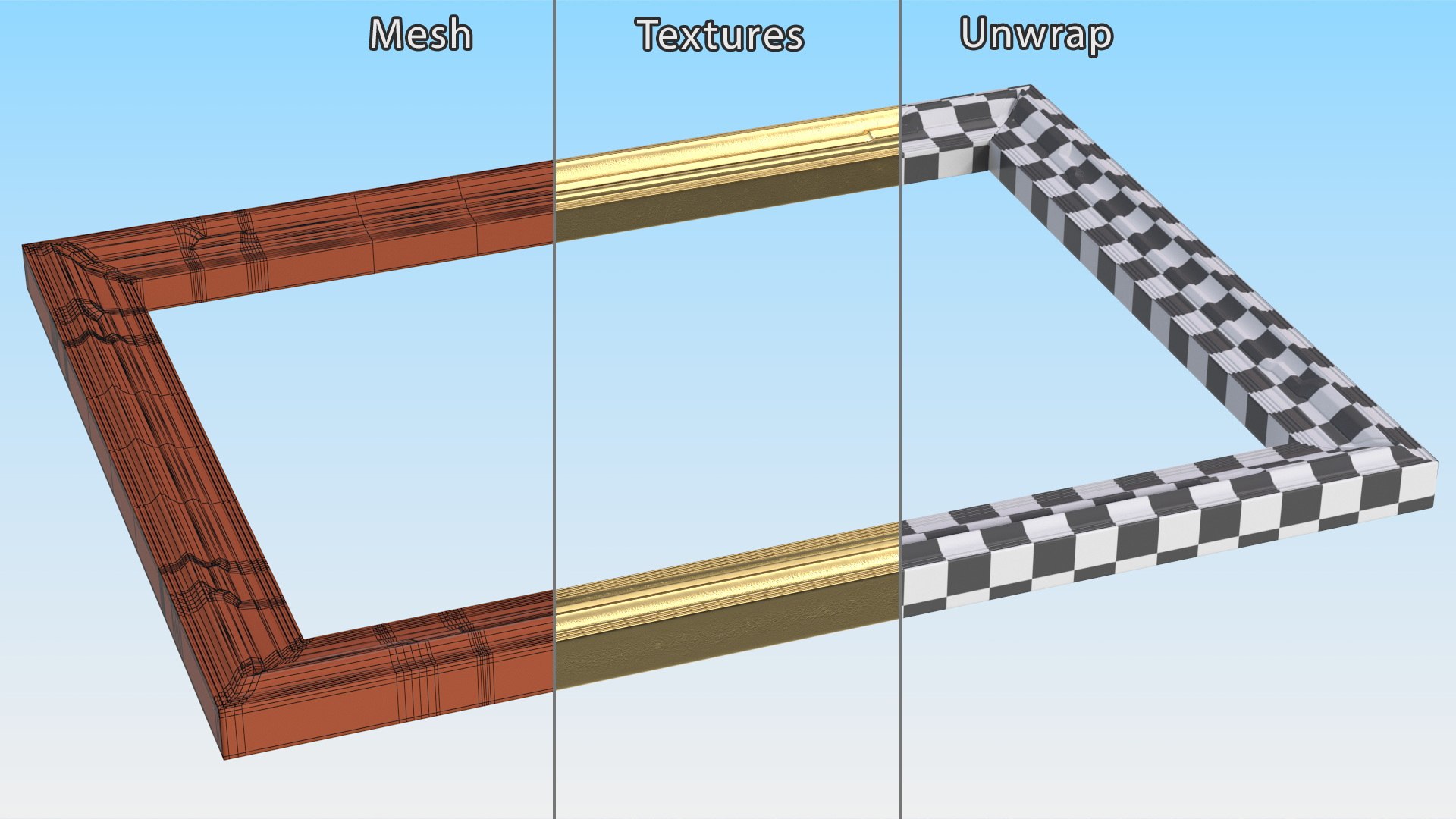 3D Gold Picture Frame - TurboSquid 2158219