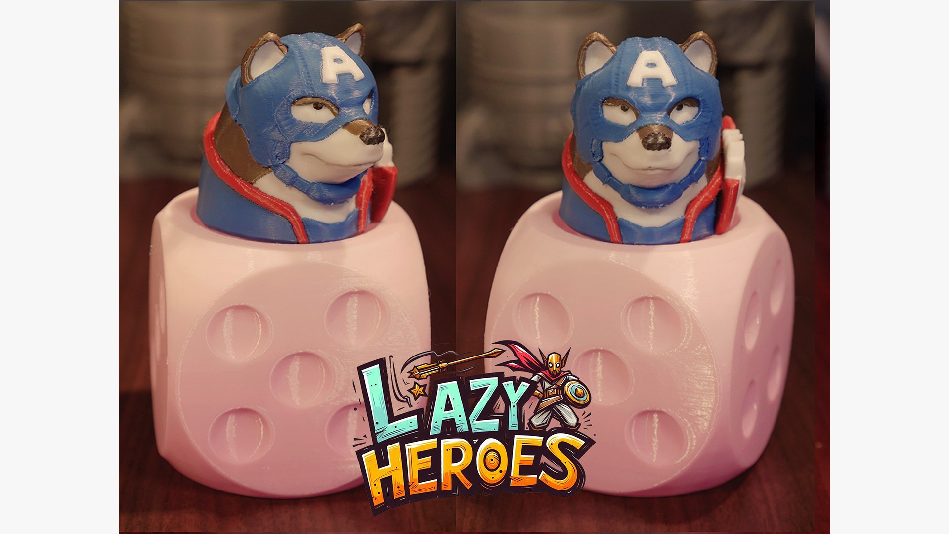 Lazy Heroes Shibainu Captain America Figure Toy Container Color Ready ...