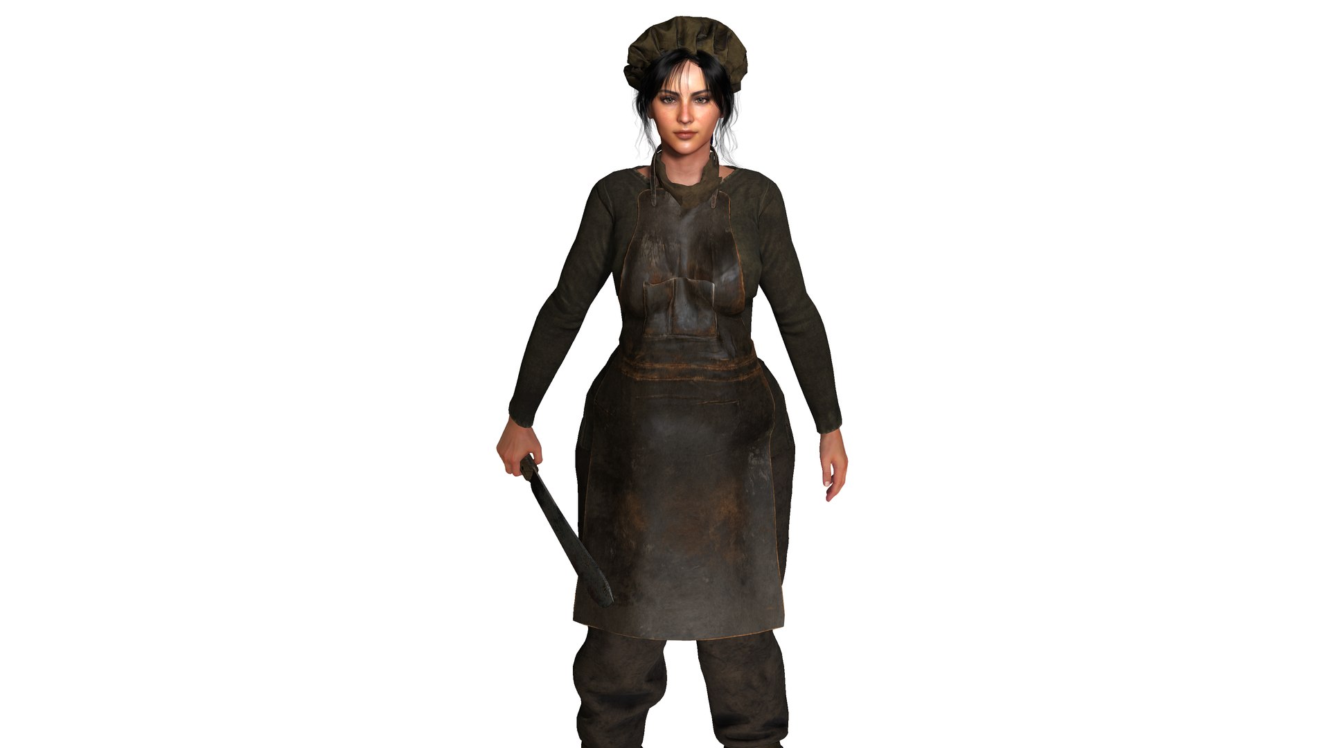 3D AAA 3D FANTASY MEDIEVAL CHARACTER-YOUNG MEAT BUTCHER GIRL 02 ...