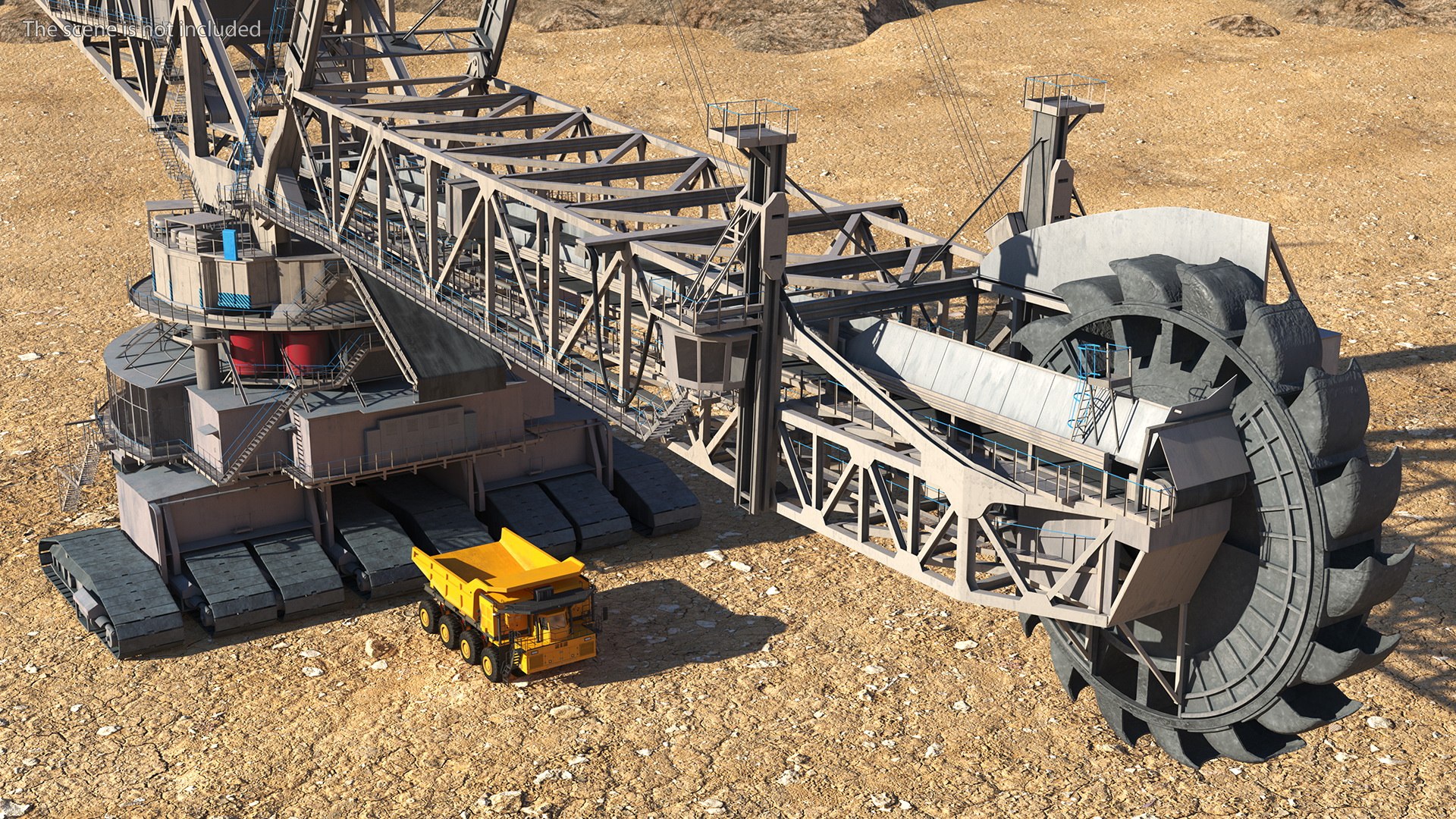 3D model Mining Multi Bucket Wheel Excavator with Mining Truck ...