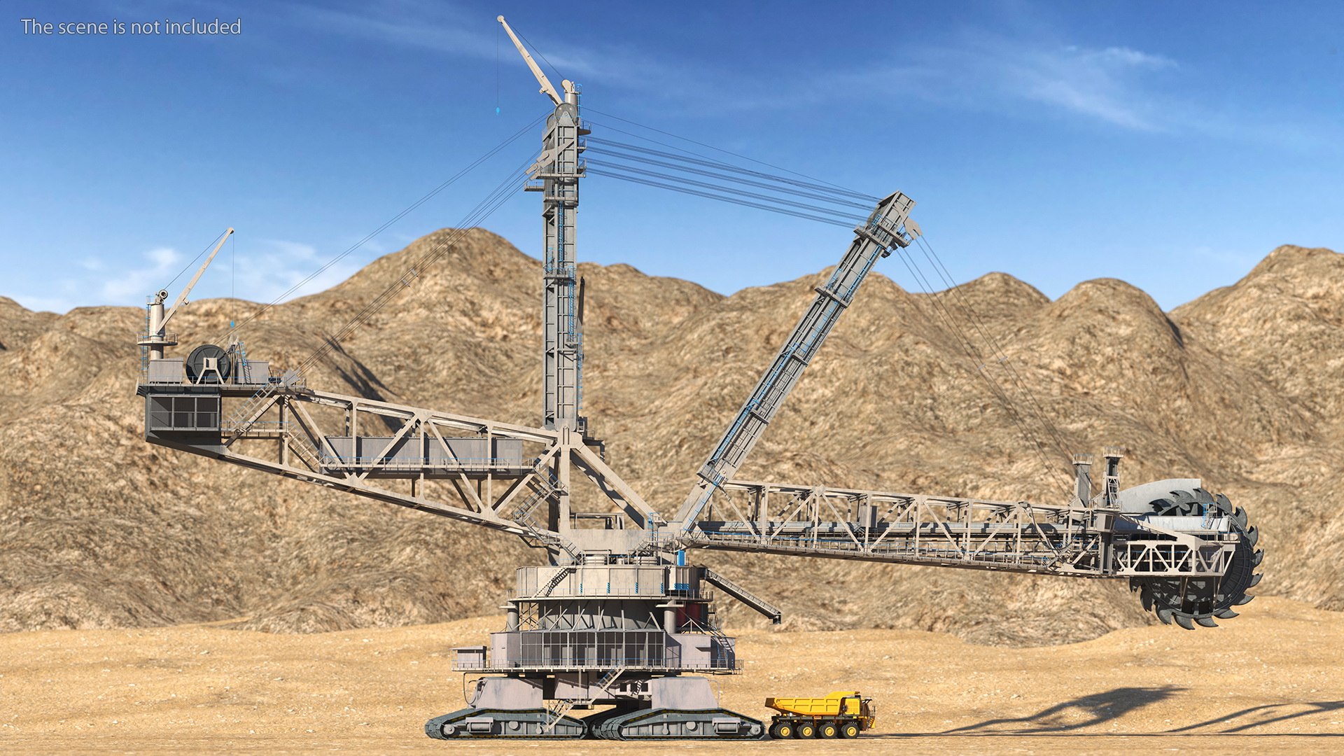 3D model Mining Multi Bucket Wheel Excavator with Mining Truck ...