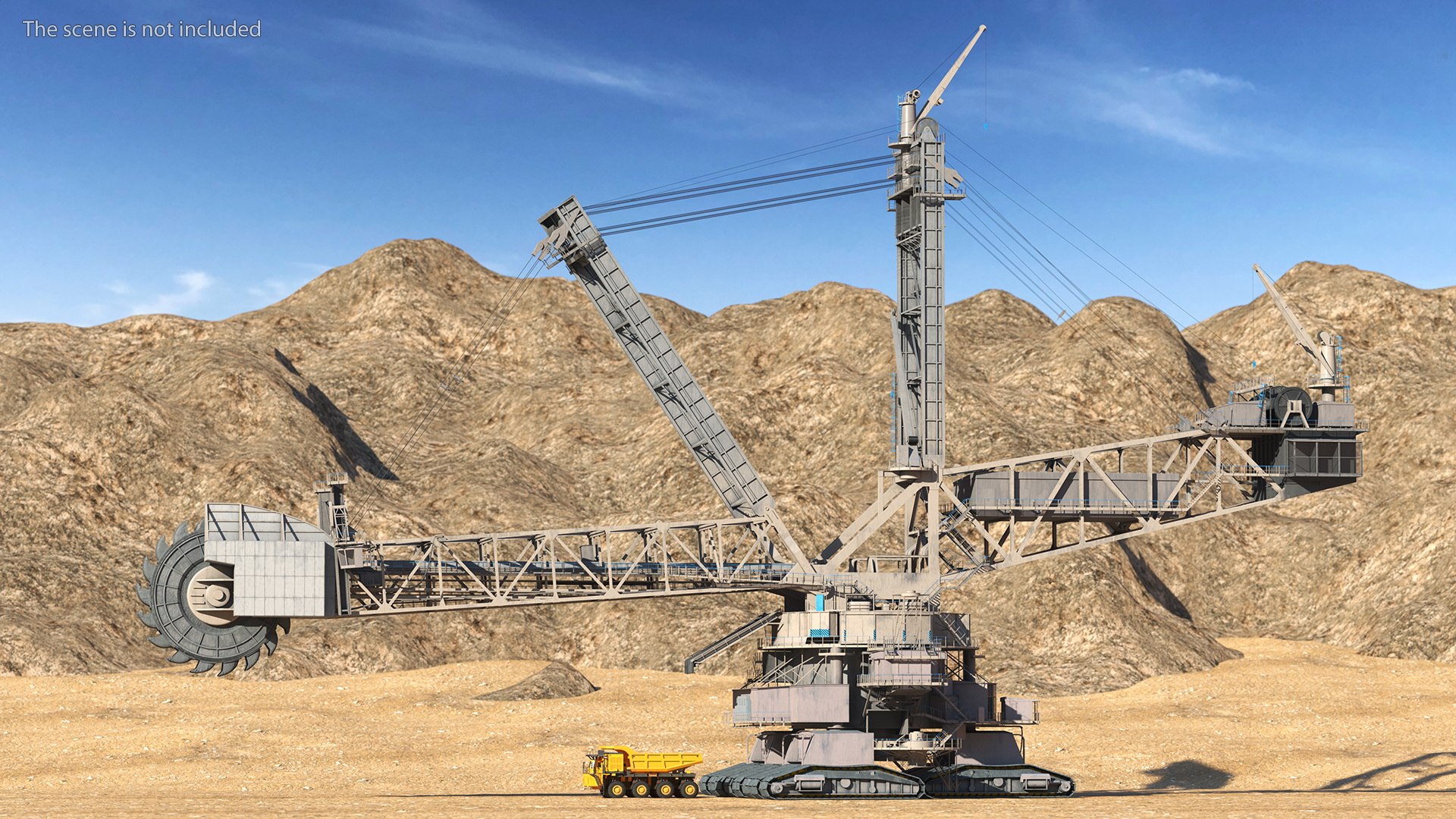 3D model Mining Multi Bucket Wheel Excavator with Mining Truck ...