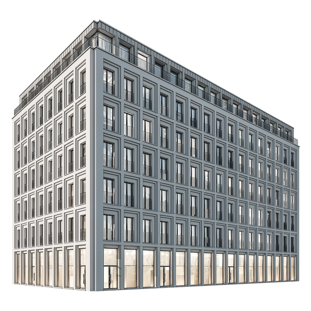 3D Modern Residential Building 07 At Night - TurboSquid 1903918