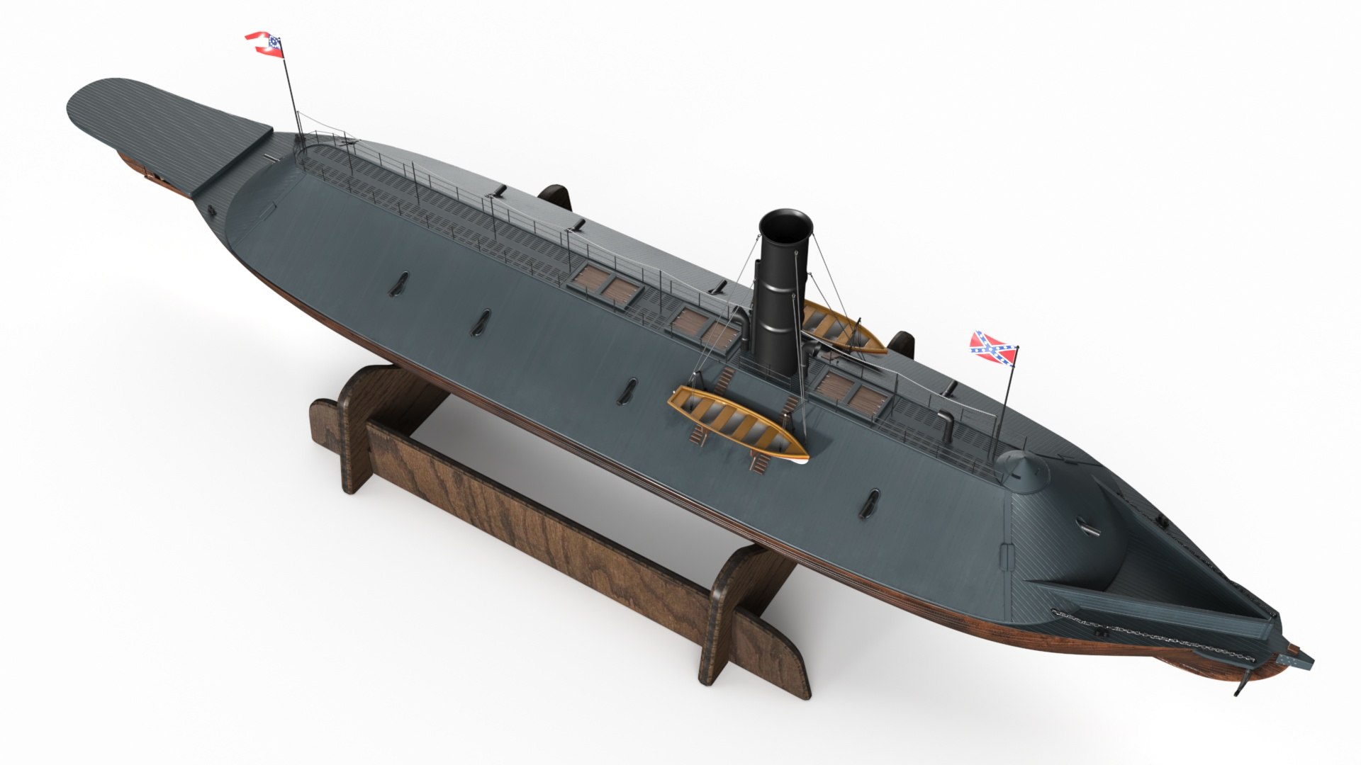 CSS Virginia Ship On Wood Stand 3D - TurboSquid 2370102