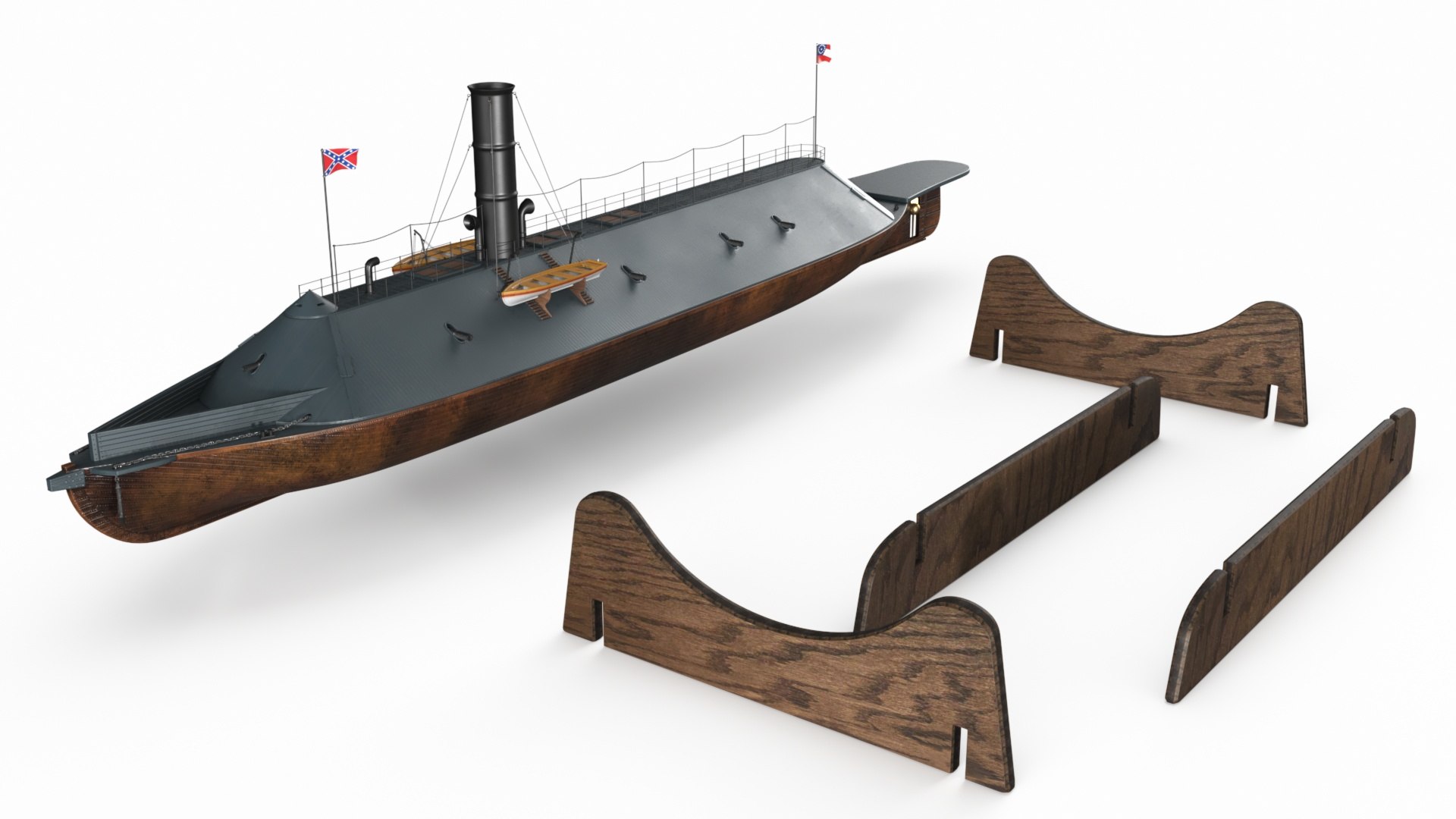 CSS Virginia Ship On Wood Stand 3D - TurboSquid 2370102