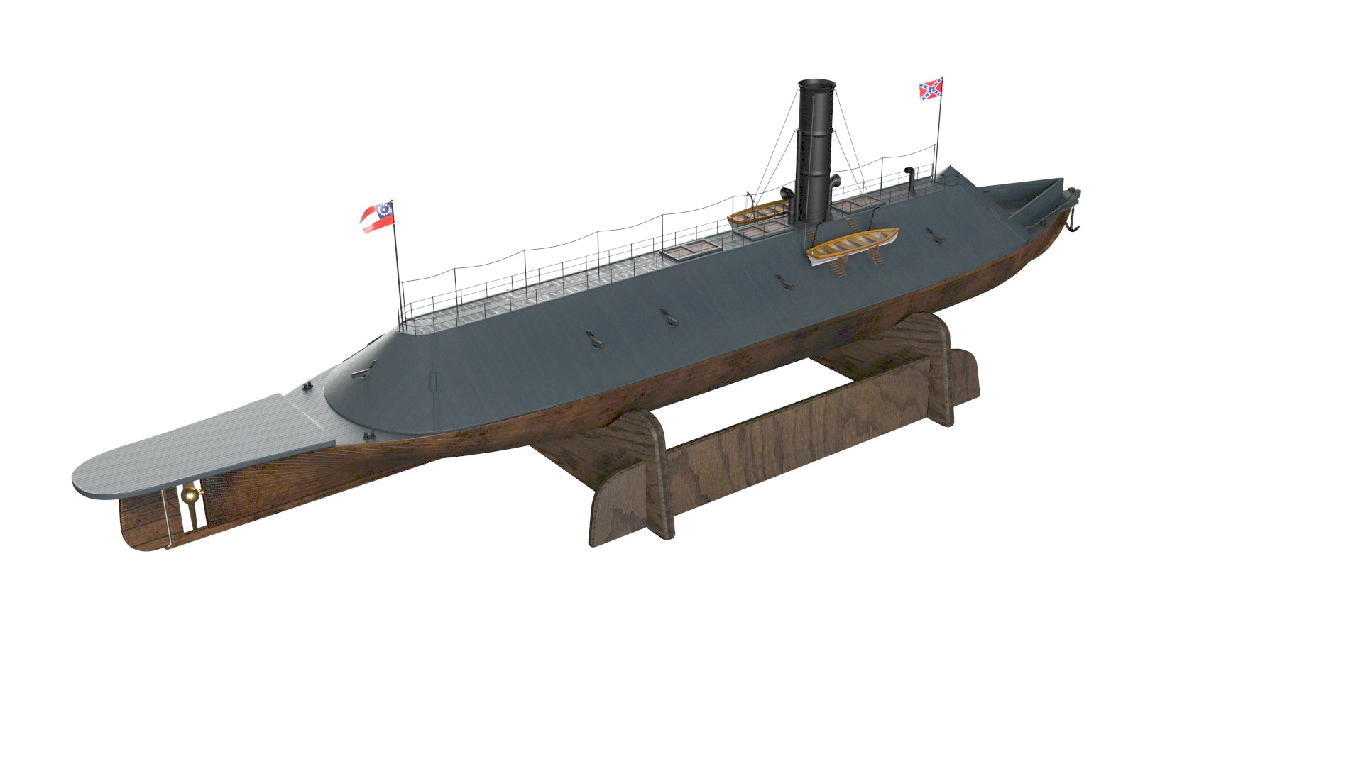 CSS Virginia Ship On Wood Stand 3D - TurboSquid 2370102