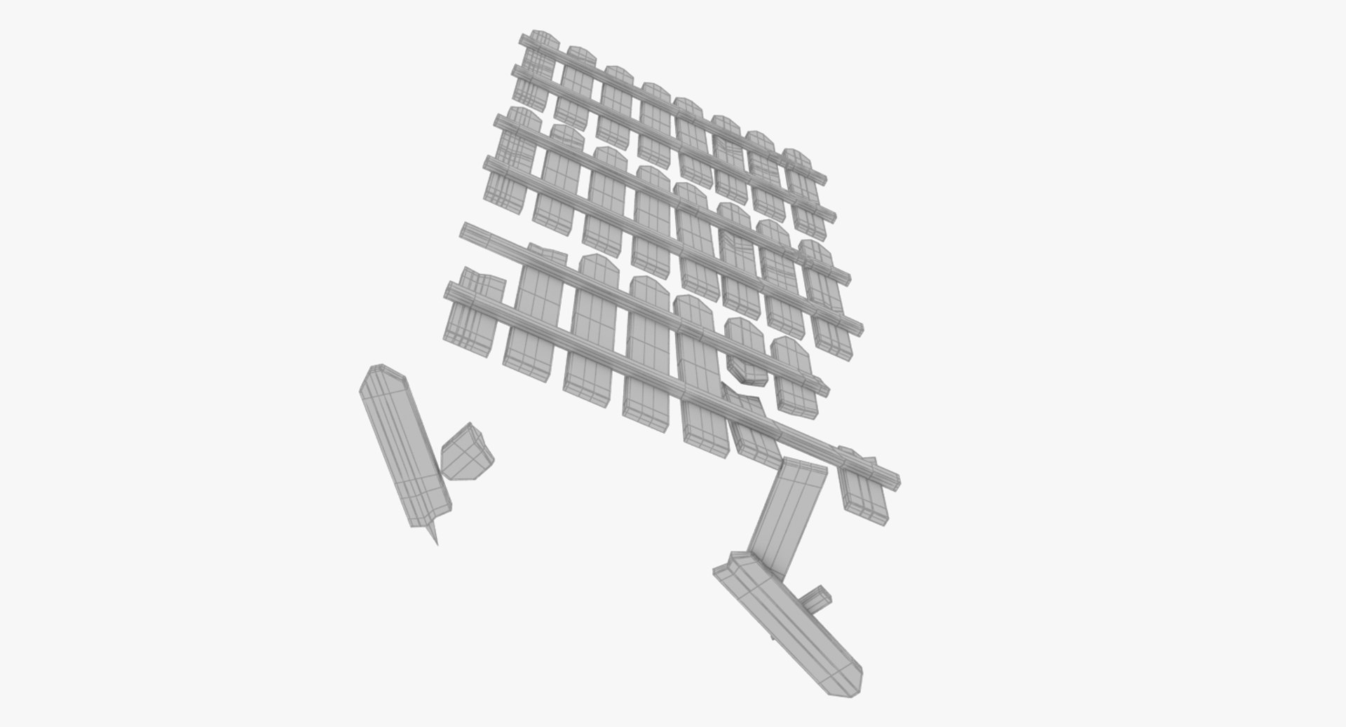 3D broken unbroken wooden fence - TurboSquid 1265549