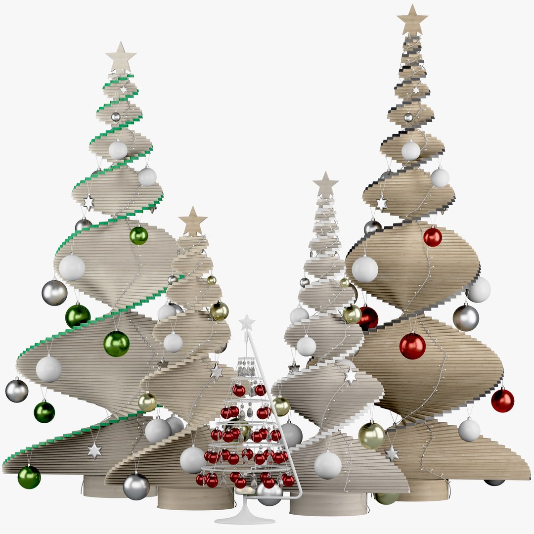 3D Christmas trees set - TurboSquid 1828184