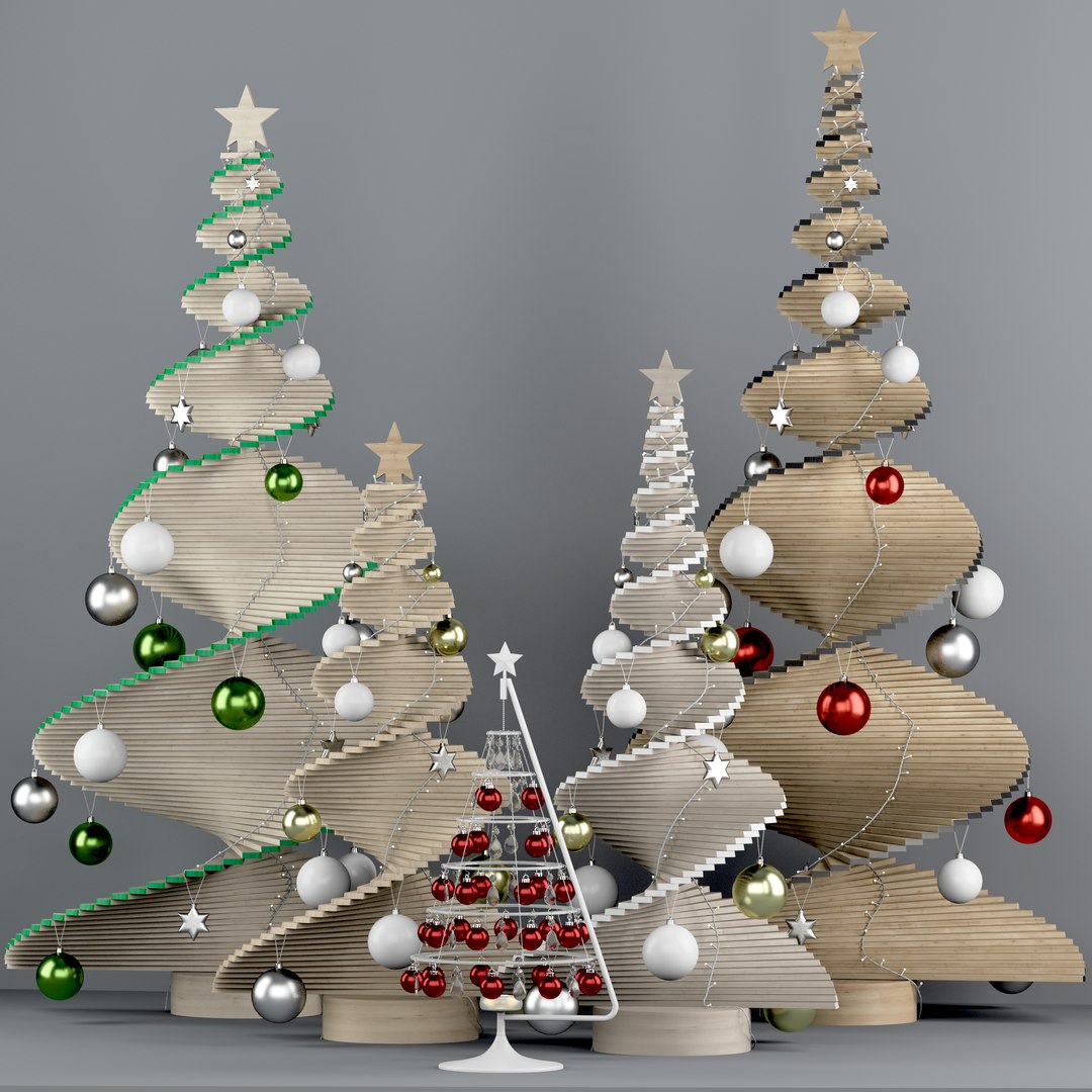 3D Christmas trees set - TurboSquid 1828184