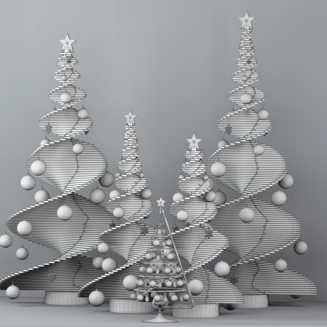 3D Christmas trees set - TurboSquid 1828184