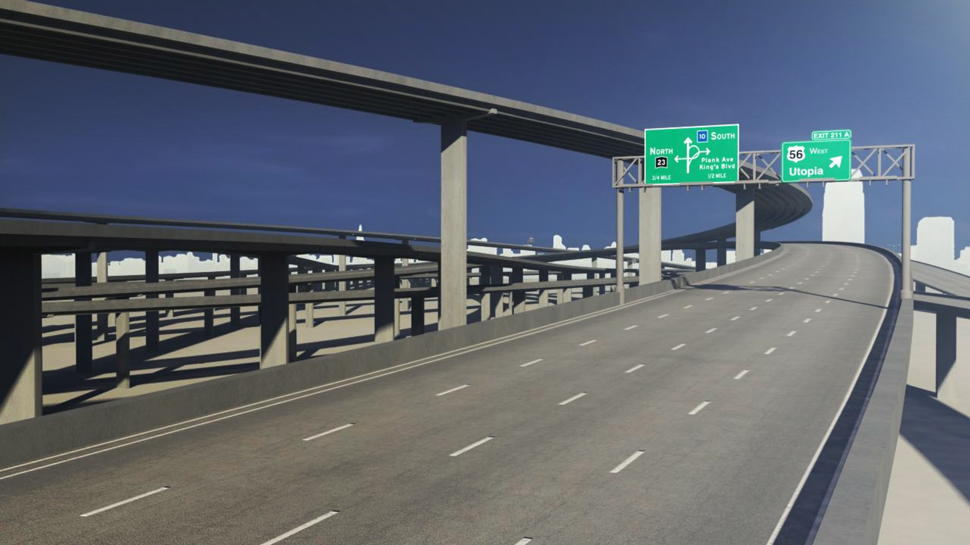 3D Freeway Roads Street - TurboSquid 1339732