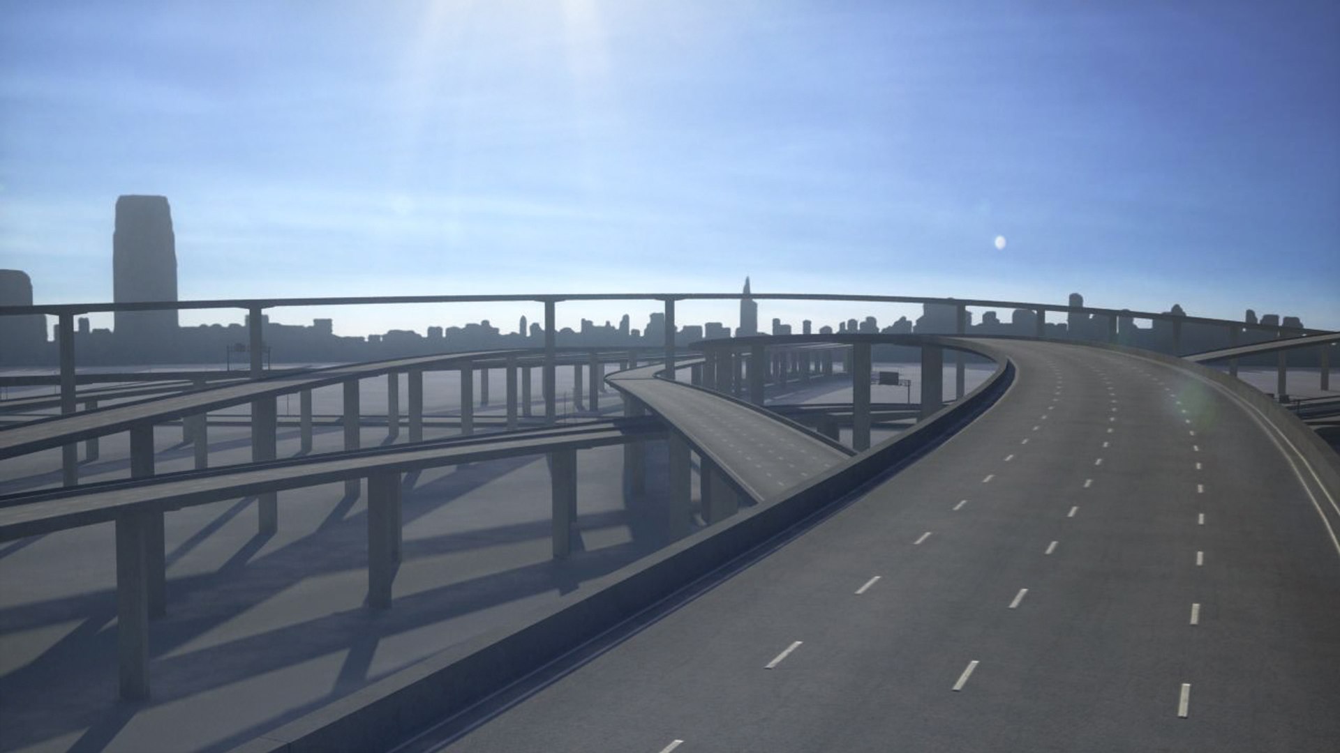 3D Freeway Roads Street - TurboSquid 1339732